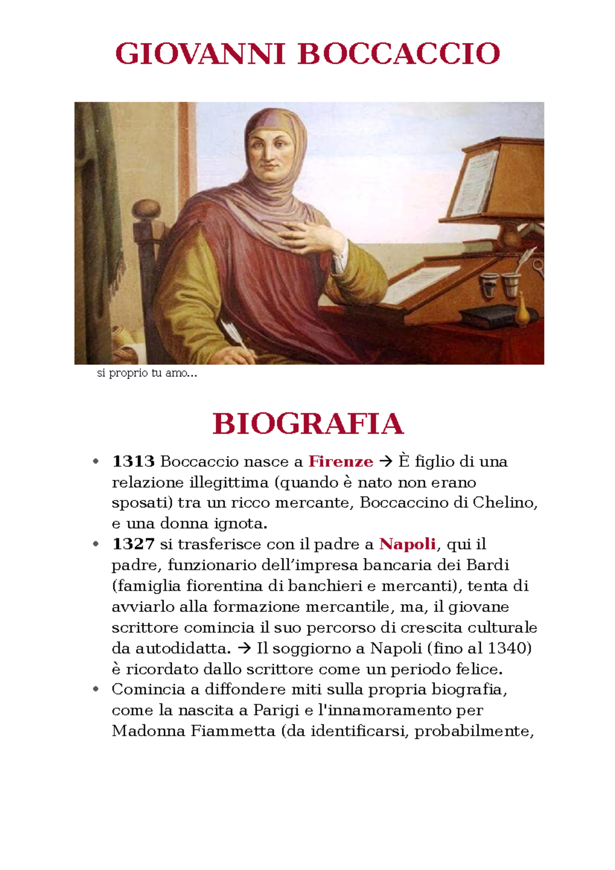 Esame 1 Forner - letteratura italiana - GIOVANNI BOCCACCIO si proprio ...