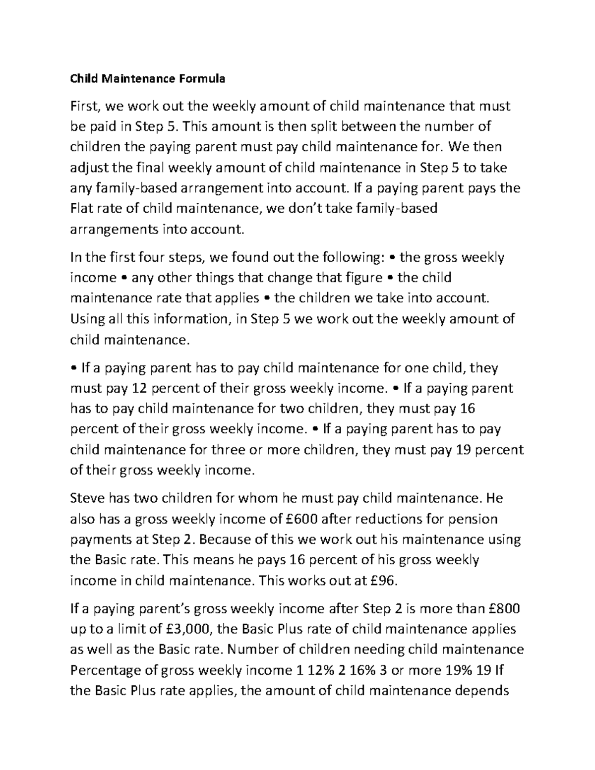Child Maintenance Formula - Child Maintenance Formula First, we work ...