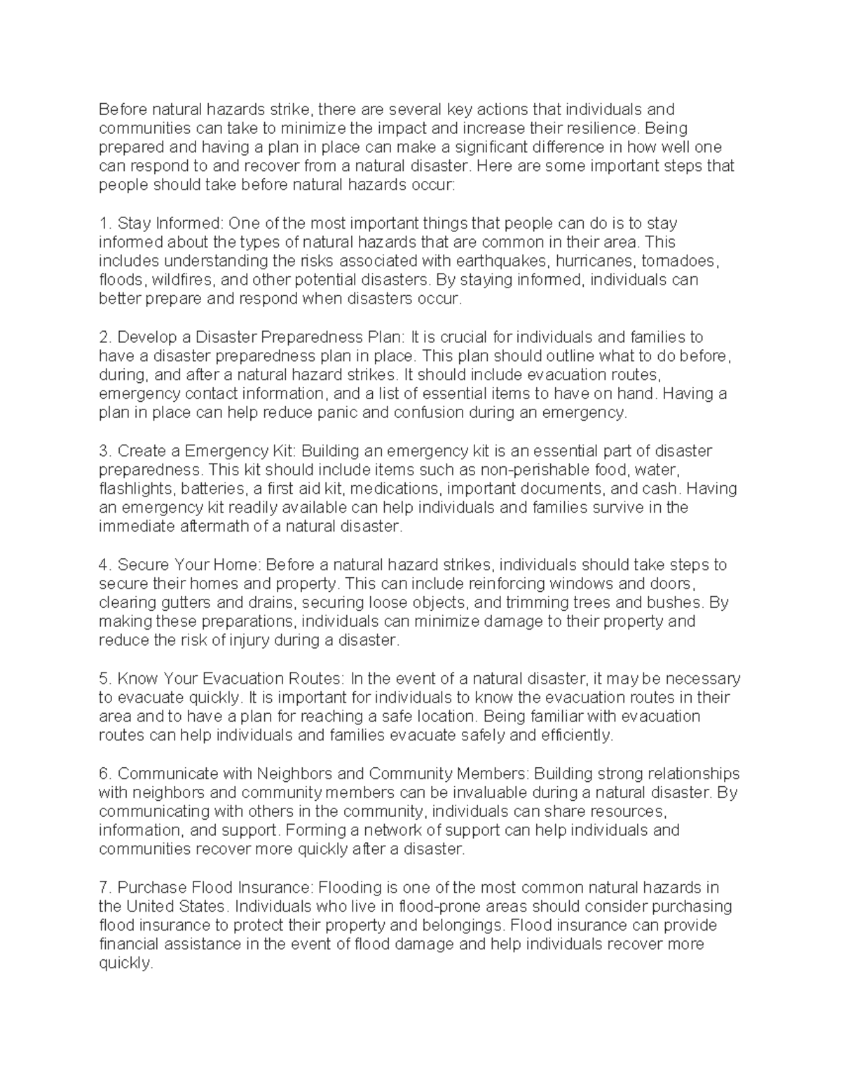 Before natural hazards strike - Being prepared and having a plan in ...