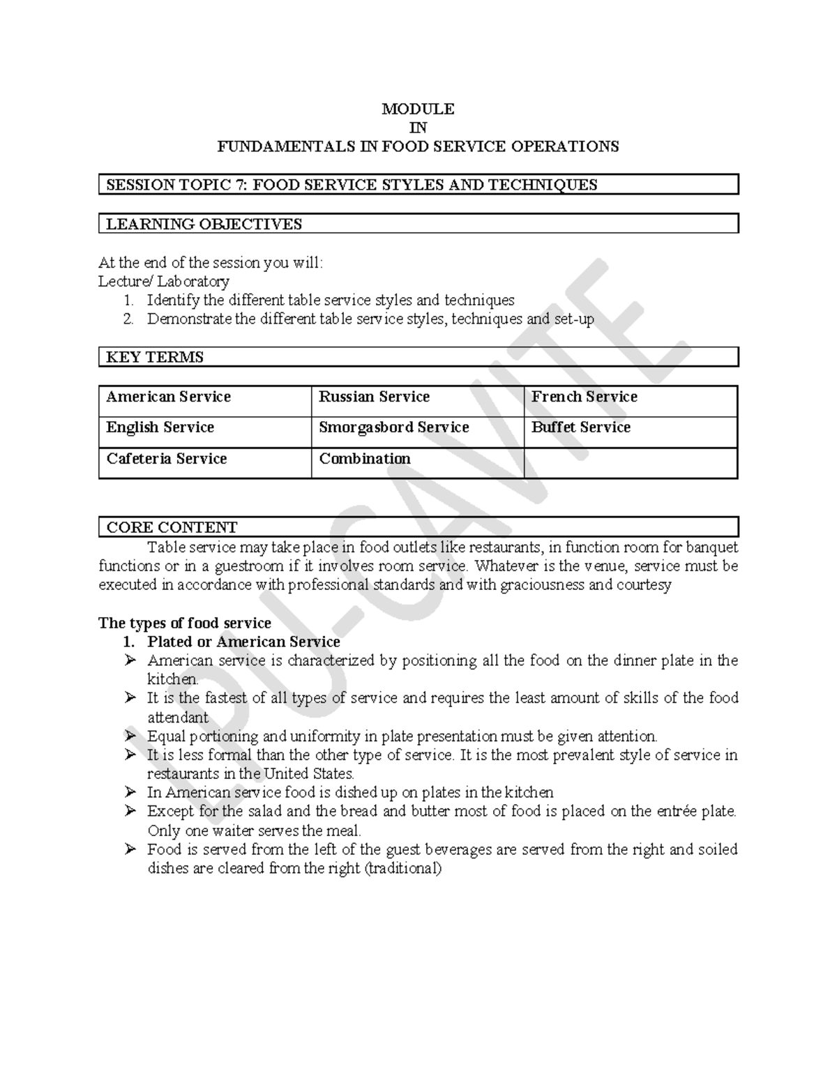 Fn B Chapter 7 FOOD Service Styles AND Techniques - MODULE IN ...