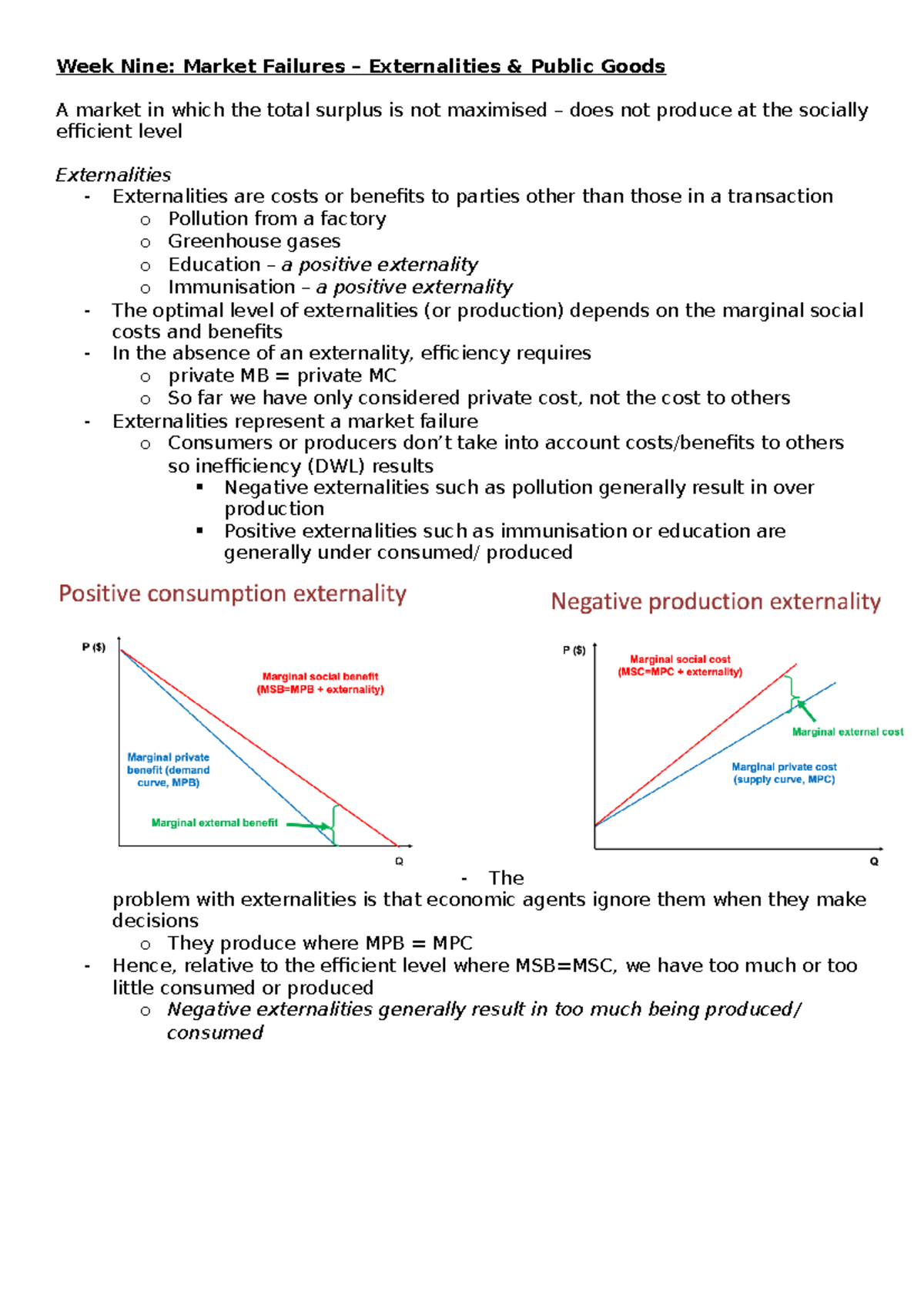 BUSS1040 Week Nine - Week Nine: Market Failures – Externalities ...