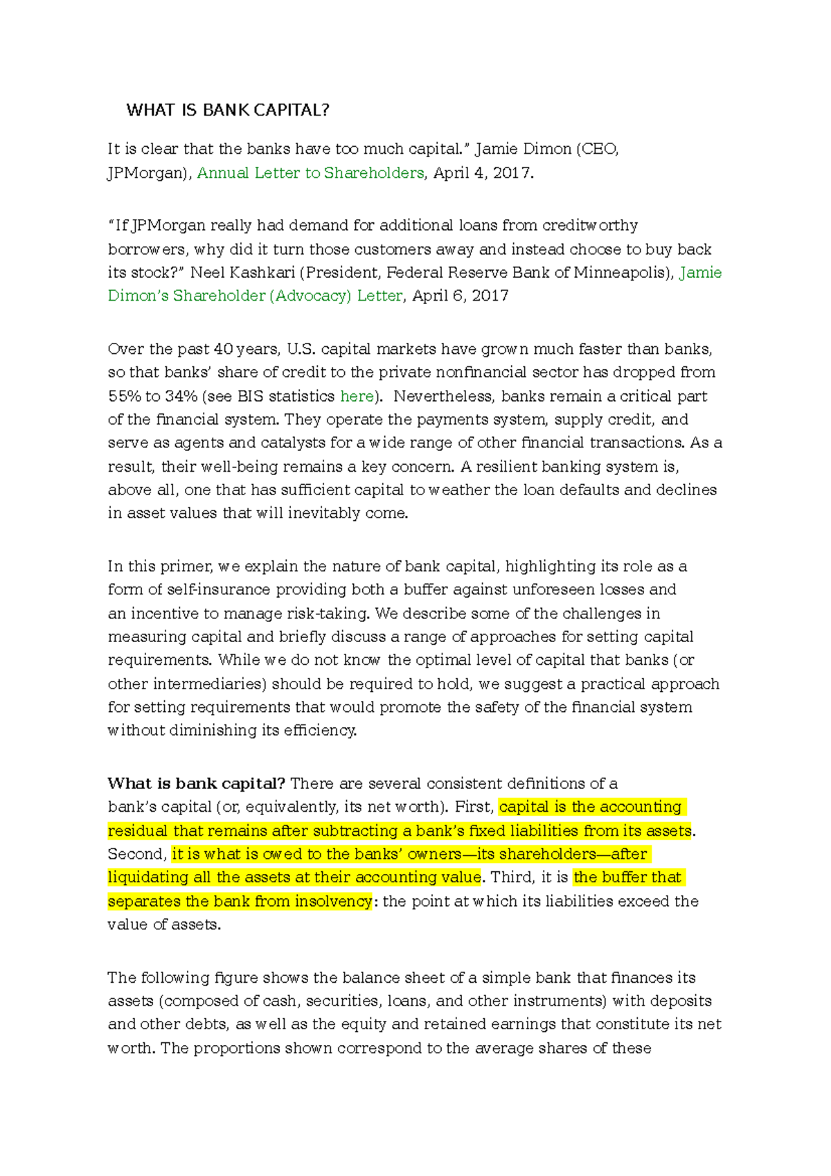 What is Bank Capital - This will serve as notes to students who needs ...