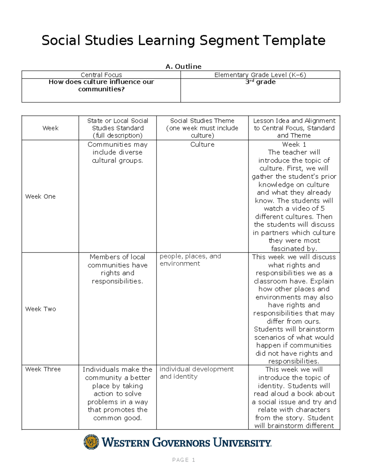 Social Studies Learning Segment Template copy copy - Social Studies Learning Segment Template A ...