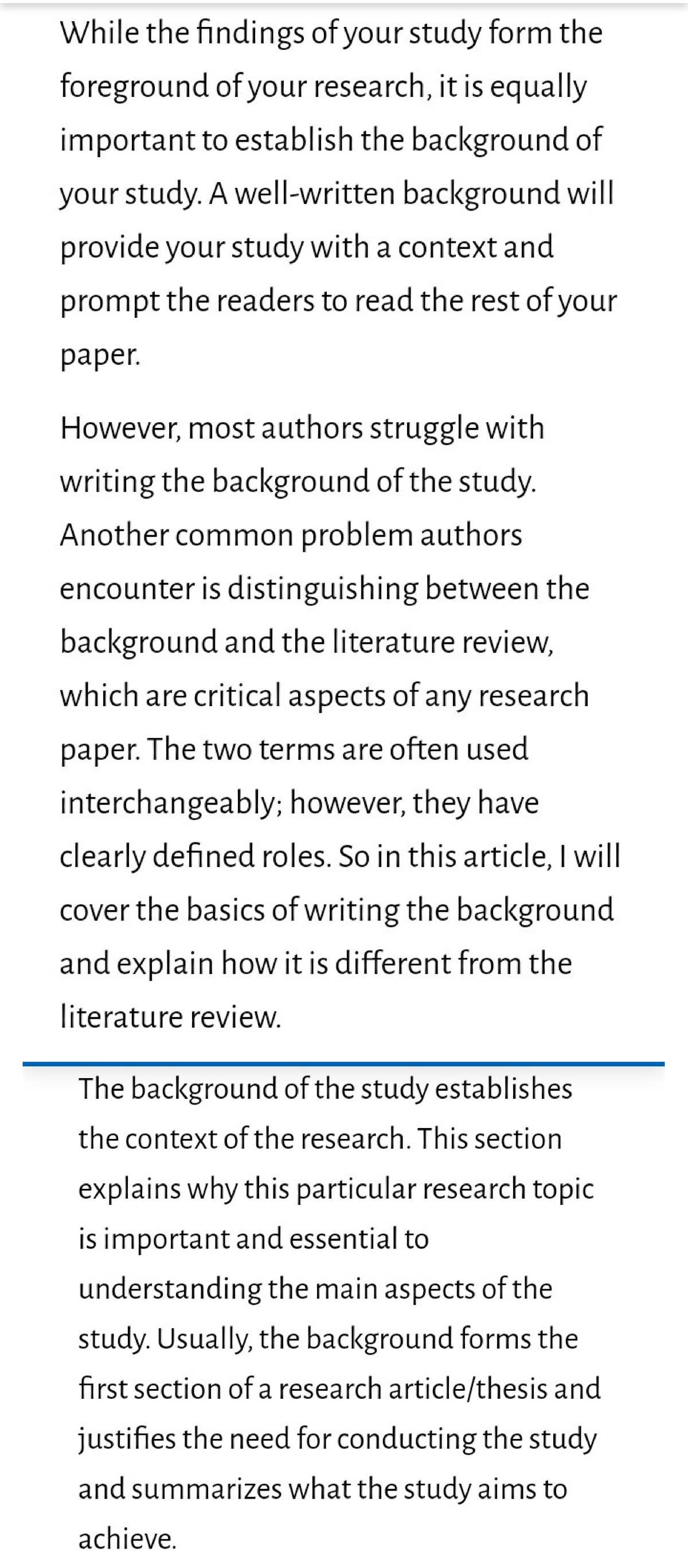 Background of the study - While the findings of your study form the ...