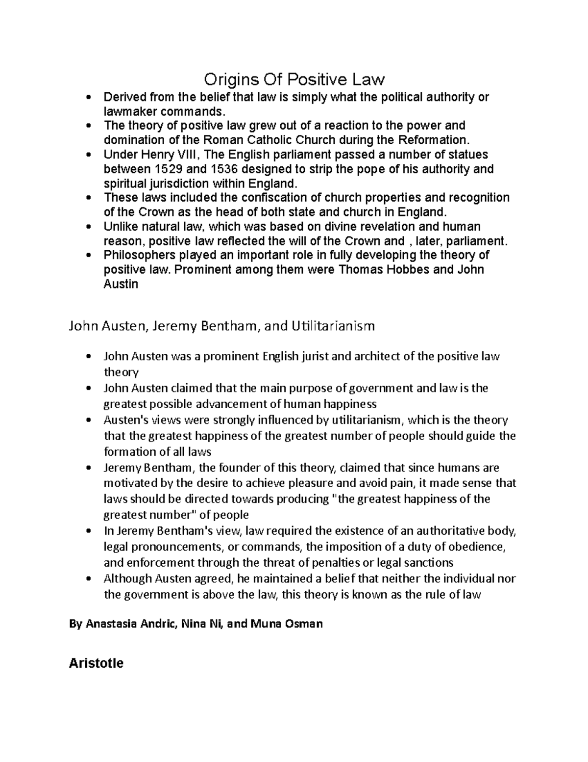 Origins of positive law day 1 - Origins Of Positive Law Derived from ...