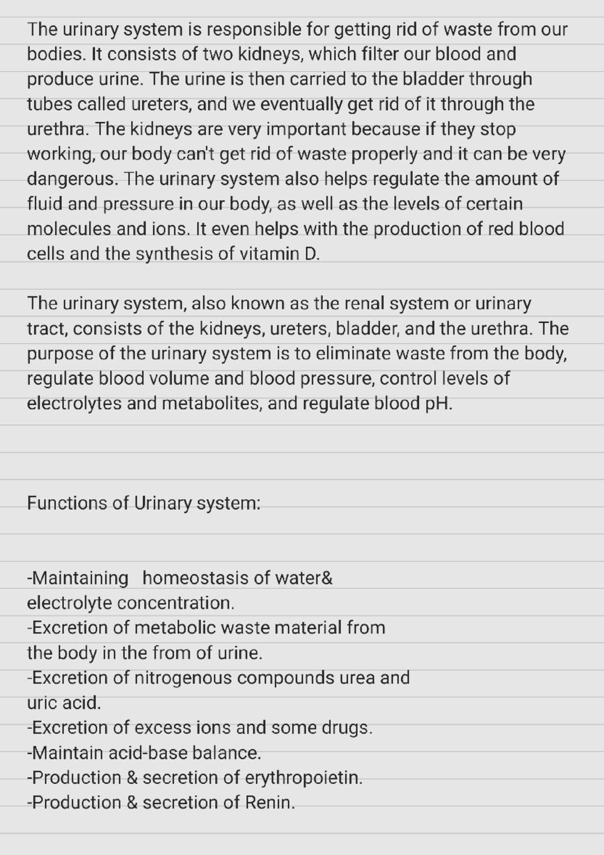 Urinary system 231124 235731 - Medical Laboratory Science - Studocu