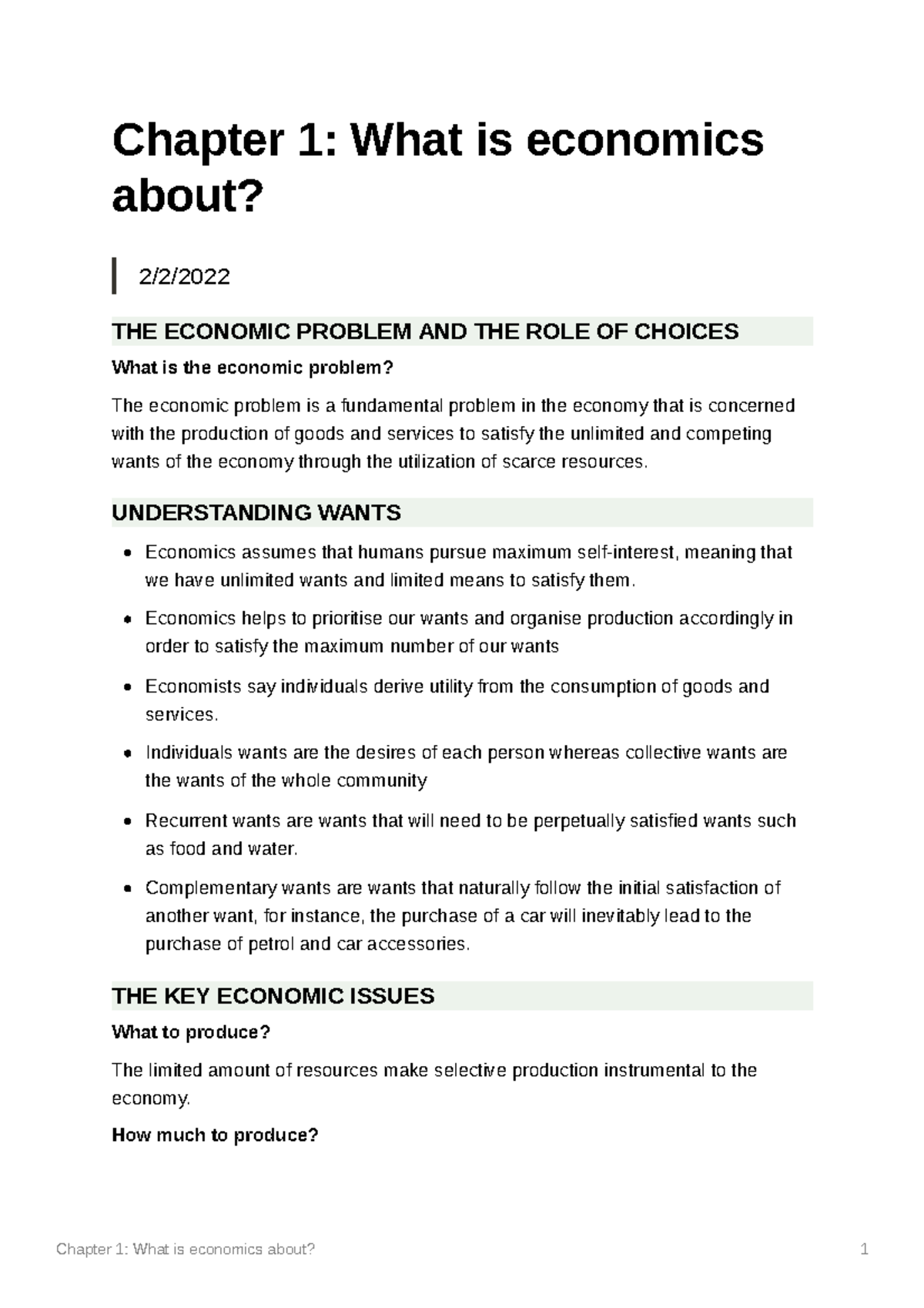 Chapter 1 What is economics about - Chapter 1: What is economics about ...