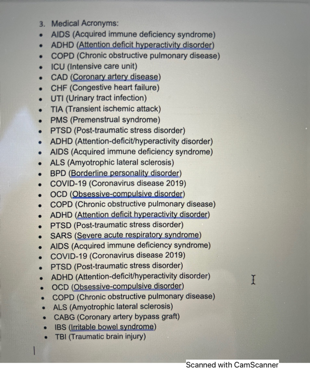 Med AC - Medical acronyms Study guide material - Studocu