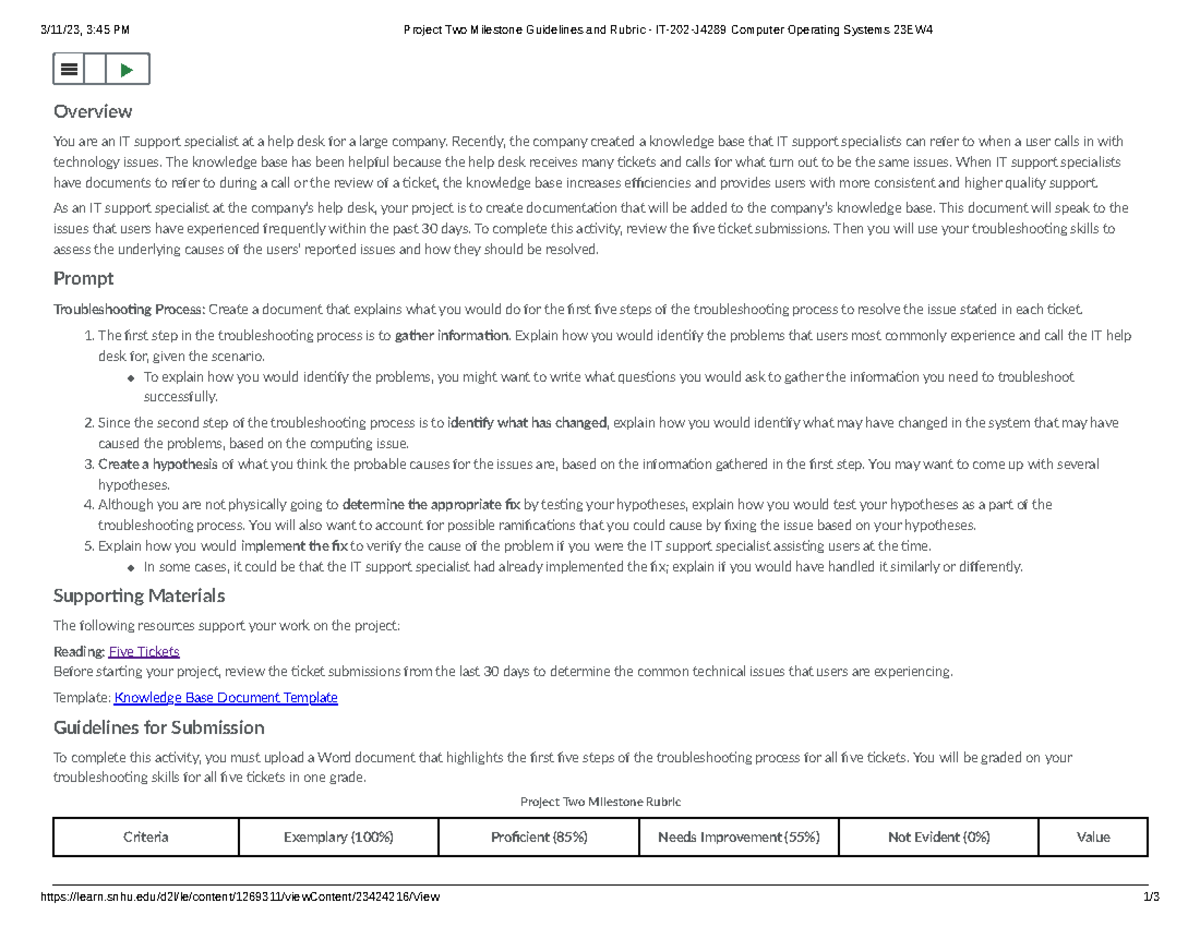 3-8 - Screenshot of Codio Assignment - 3/11/23, 3:45 PM Project Two Milestone Guidelines and ...
