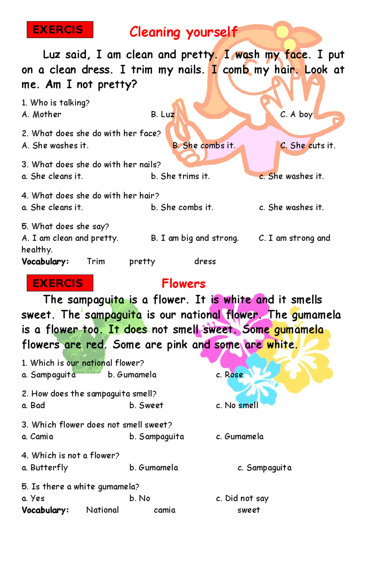 Reading materials for beginning readers - Cleaning yourself Luz said, I ...