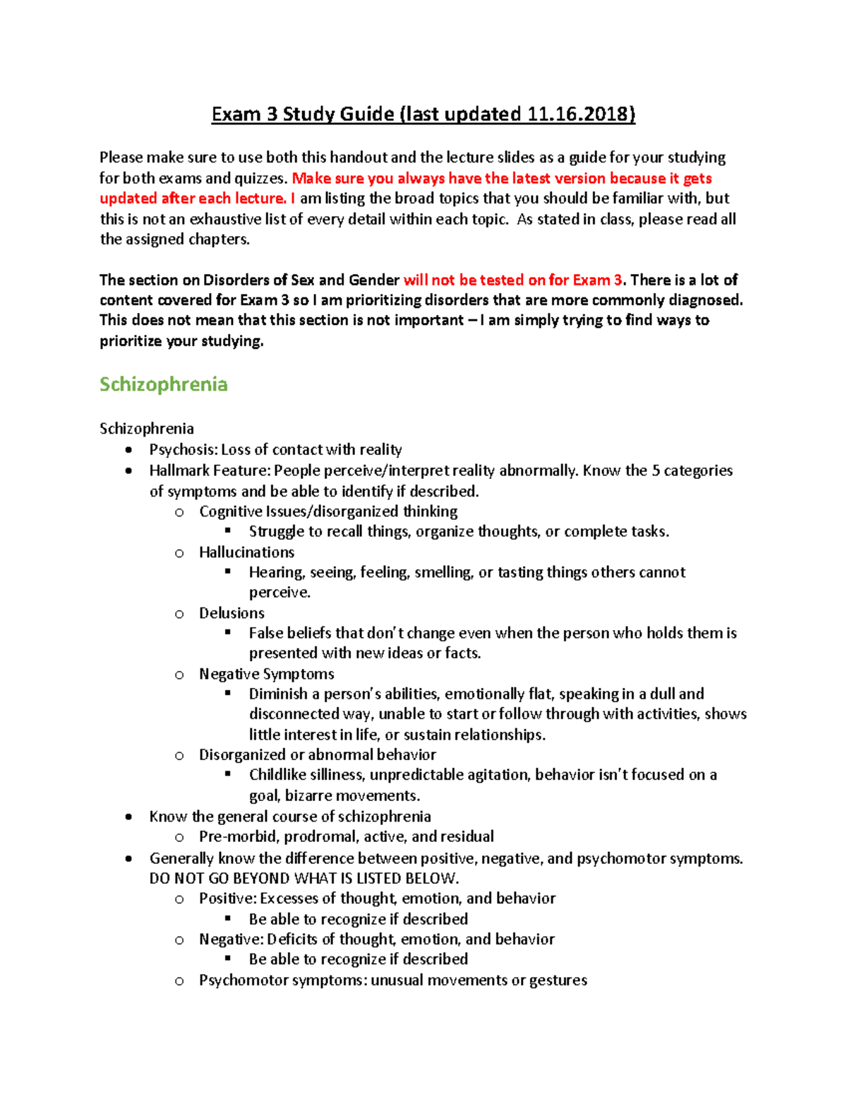 Exam 3 Study Guide (updated 11 - Exam 3 Study Guide (last updated 11.16 ...