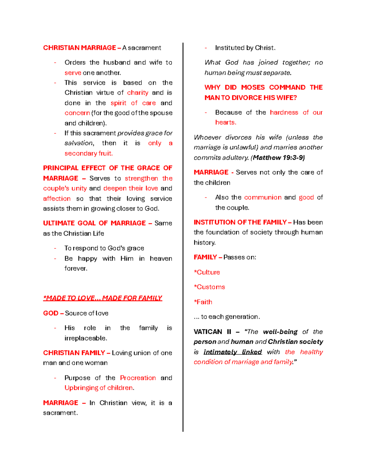 Sacrament OF Vocation Reviewer - CHRISTIAN MARRIAGE – A sacrament ...