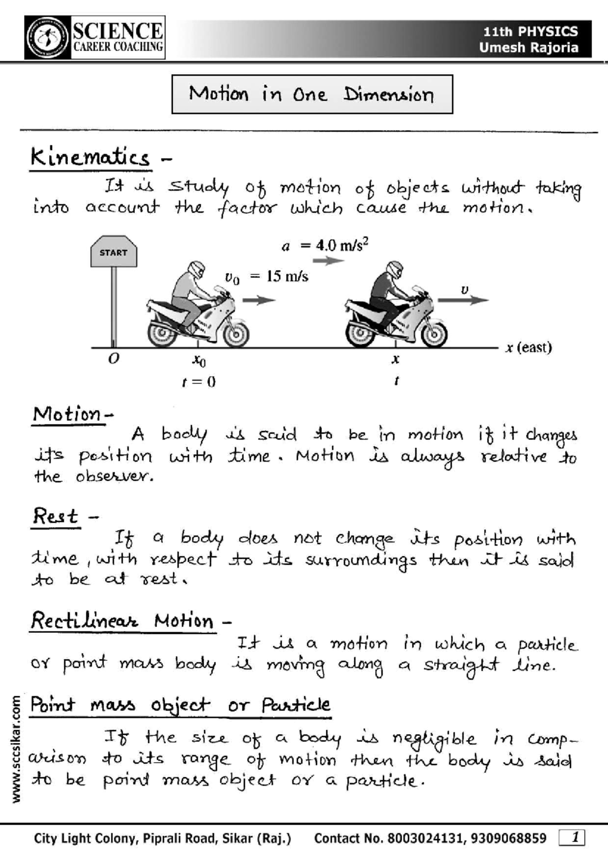 3. Motion in one Dimension - Chemical Engineering Thermodynamics - Studocu