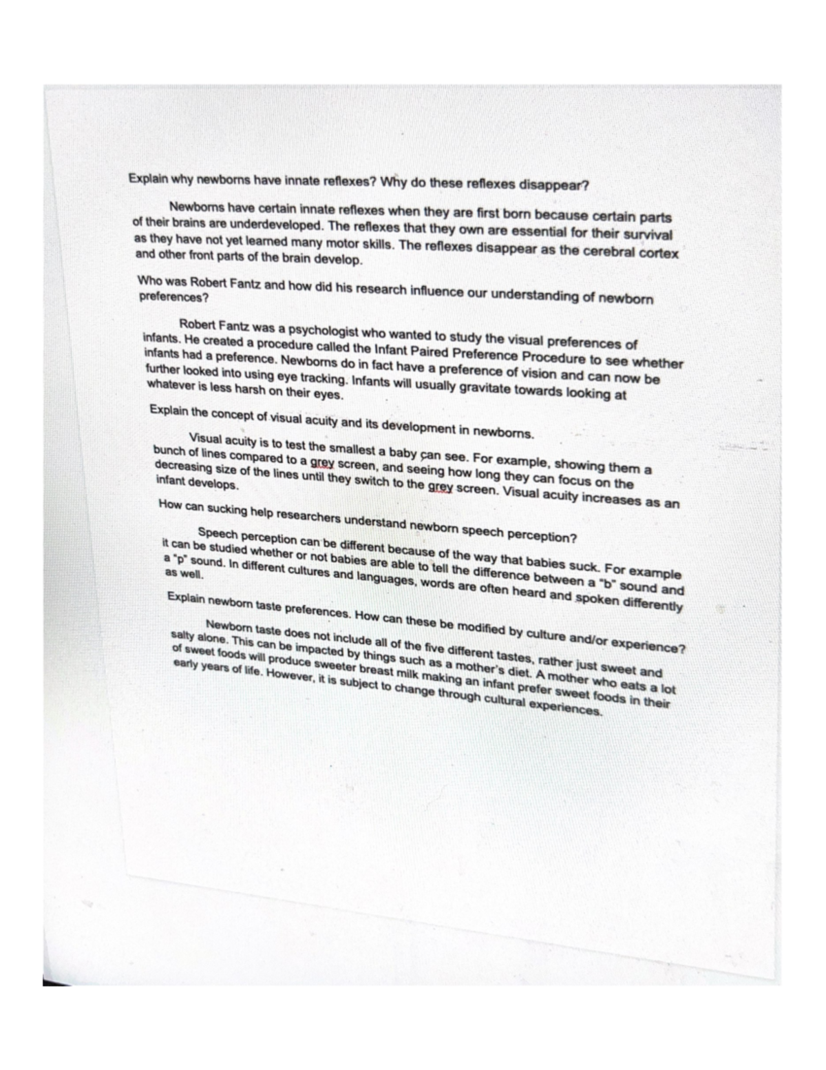 Explain why newborns have innate reflexes Why do these reflexes ...