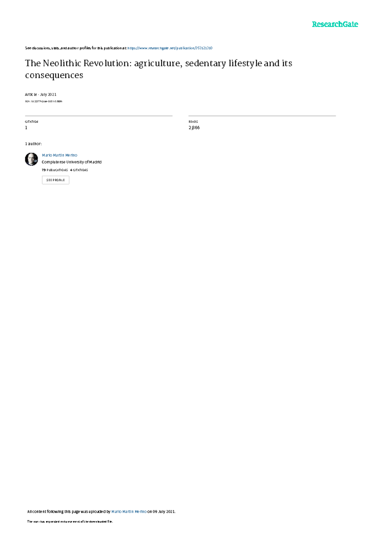 The Neolithic Revolution - See discussions, stats, and author profiles ...