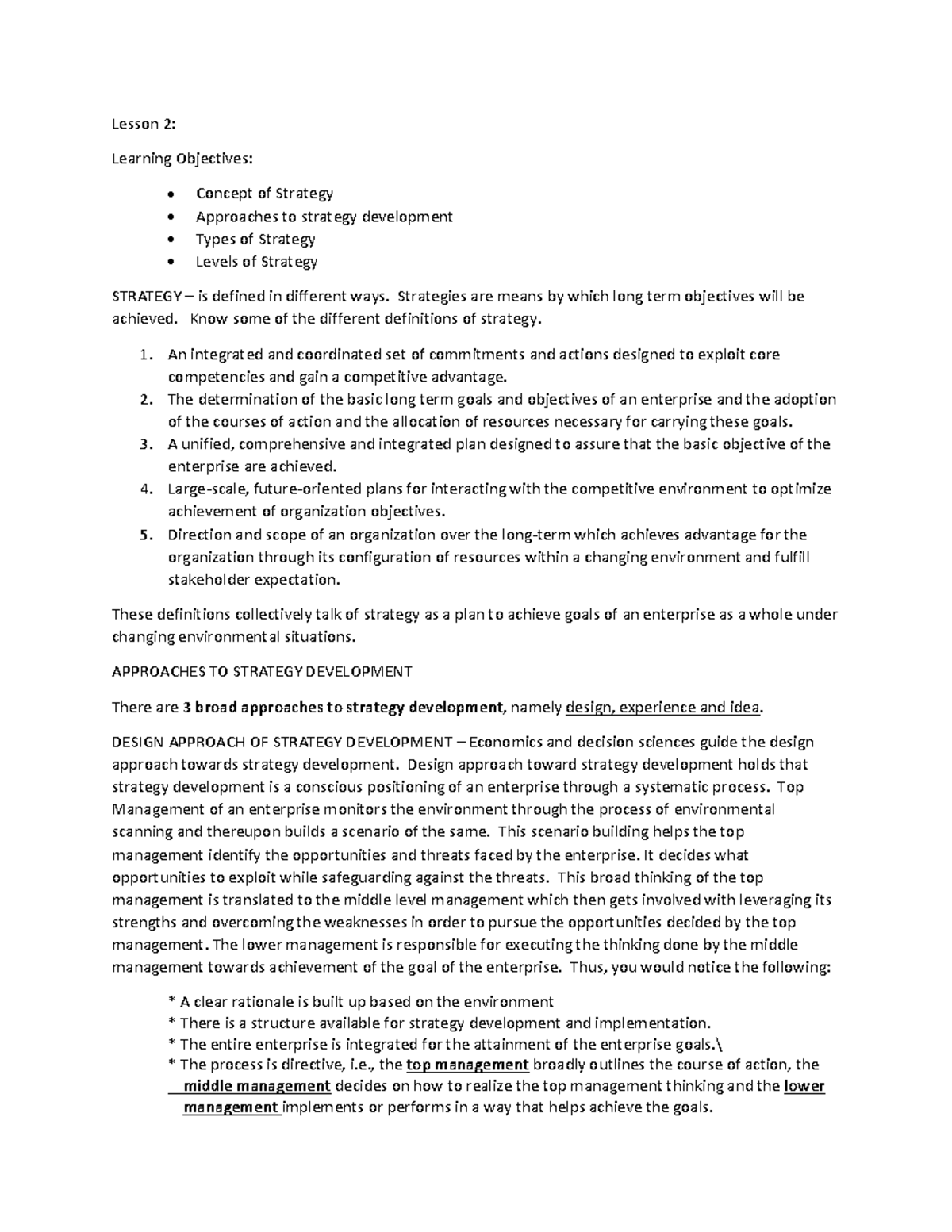 Lesson 2.docx Stategic Management - Lesson 2: Learning Objectives ...