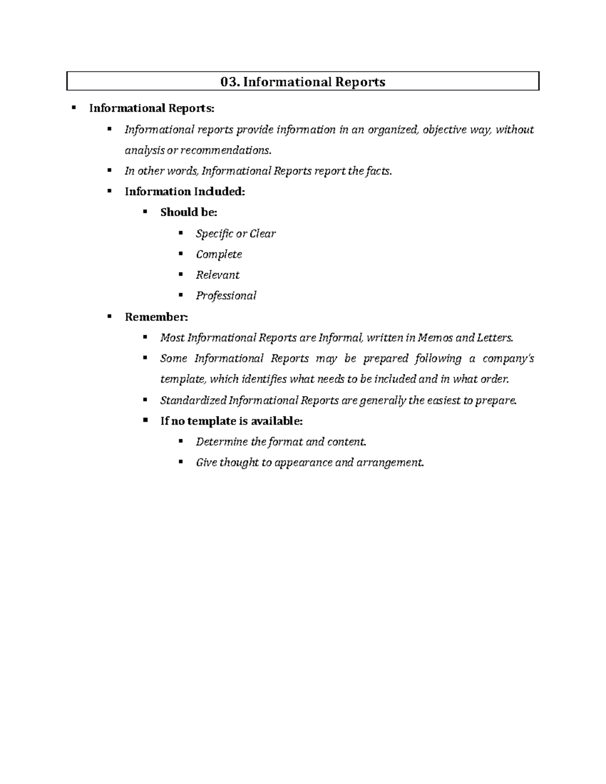 03. Informational reports - 03. Informational Reports Informational ...