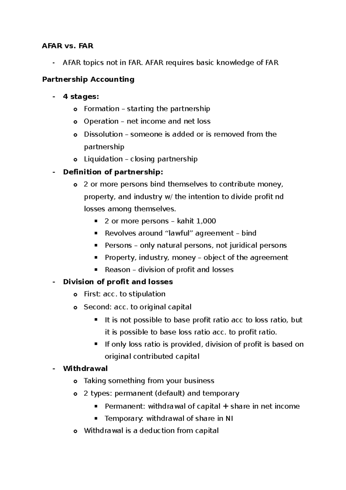 Partnership Accounting - AFAR vs. FAR - AFAR topics not in FAR. AFAR ...