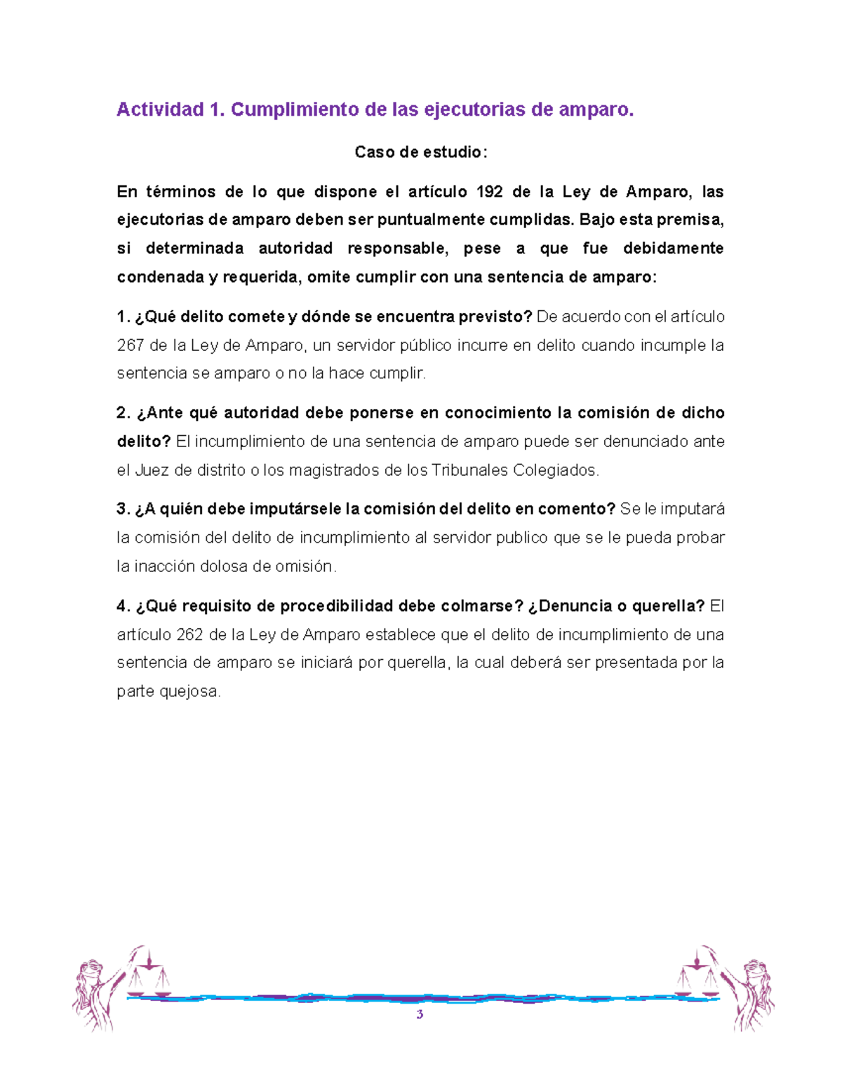 M20 U3 S6 80 - Derecho - Actividad 1. Cumplimiento de las ejecutorias de amparo. Caso de estudio ...