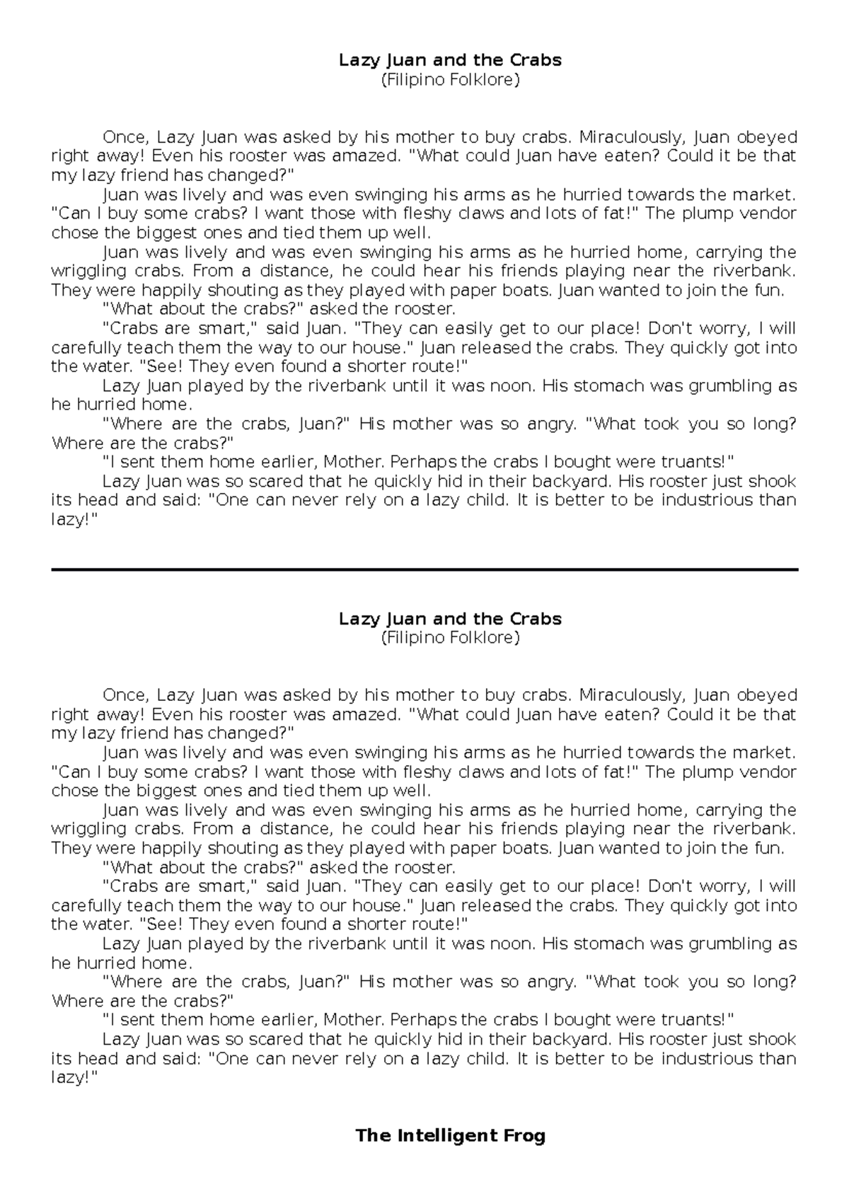 Lazy Juan and the Crabs Read a Thon - Lazy Juan and the Crabs (Filipino ...