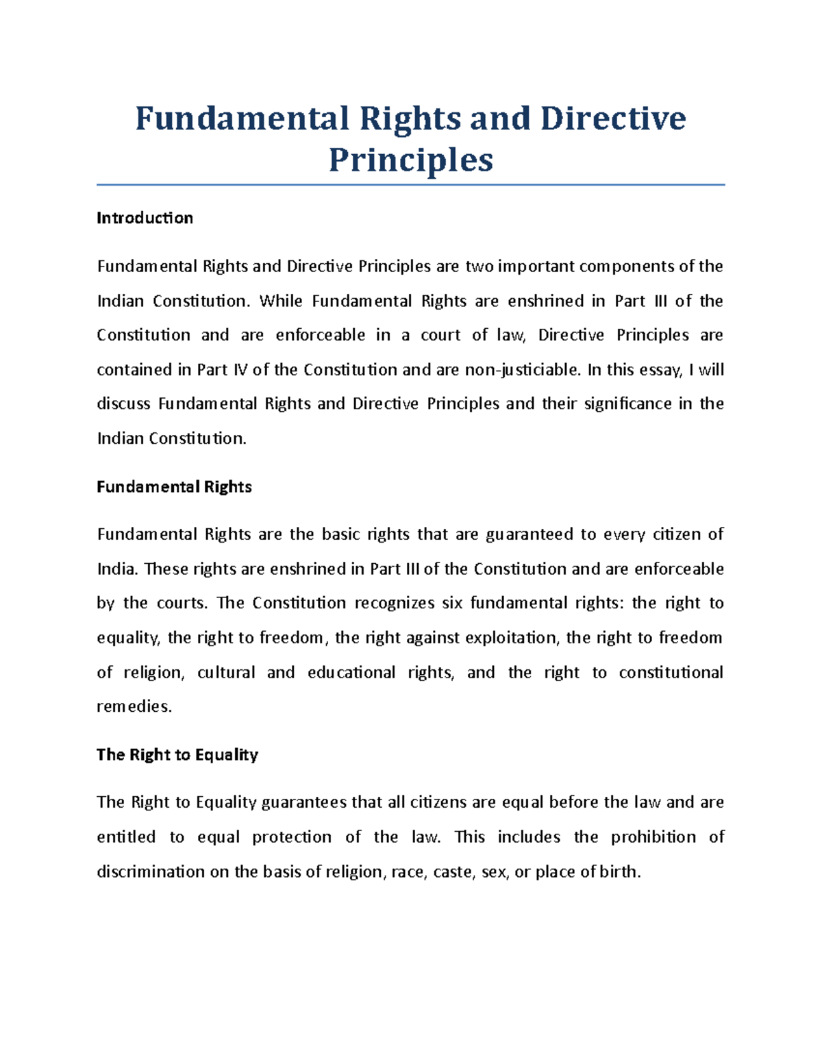 Fundamental Rights and Directive Principles - Fundamental Rights and ...