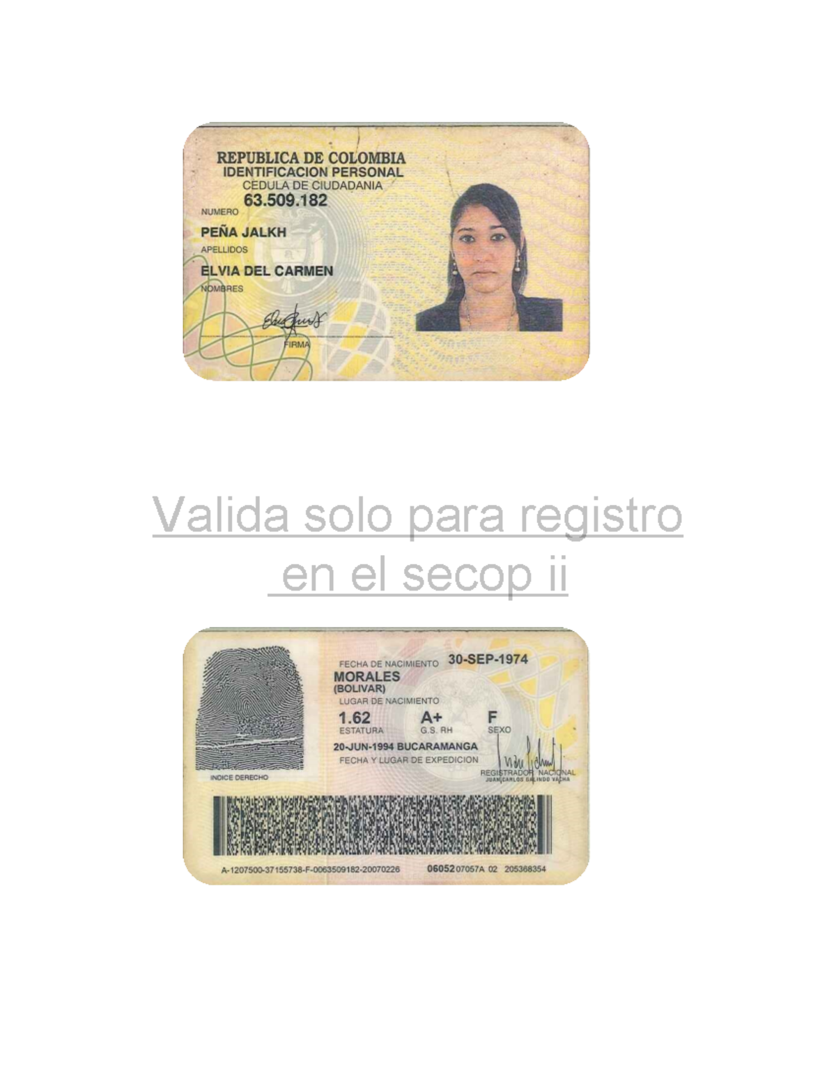 cedula - REPUBLICA DE COLOMBIA IDENTIFICACION PERSONAL CEDULA DE ...