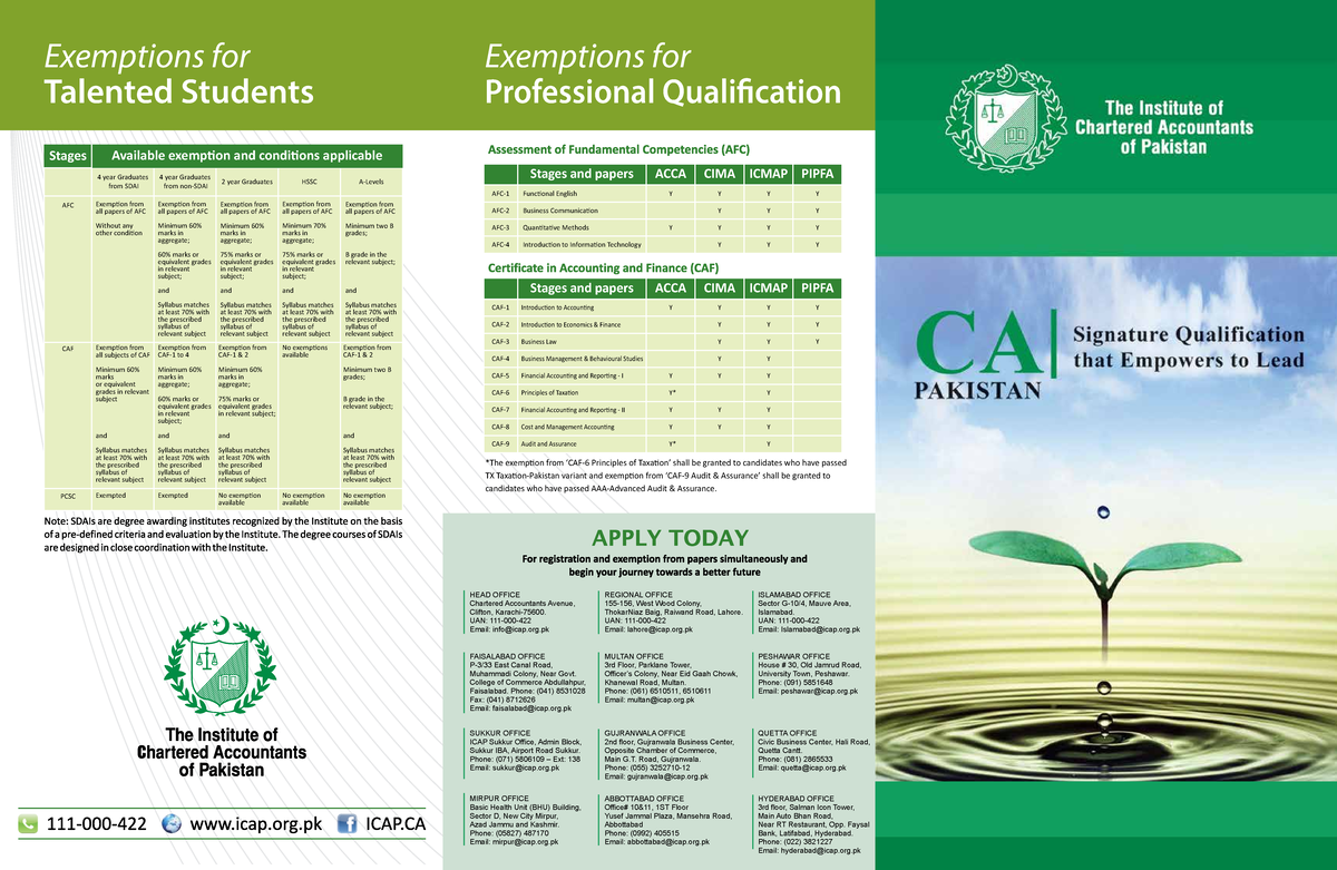 CA-Pakistan-Brochure - EFFECTIVE FROM SUMMER 2019 Exemptions for ...