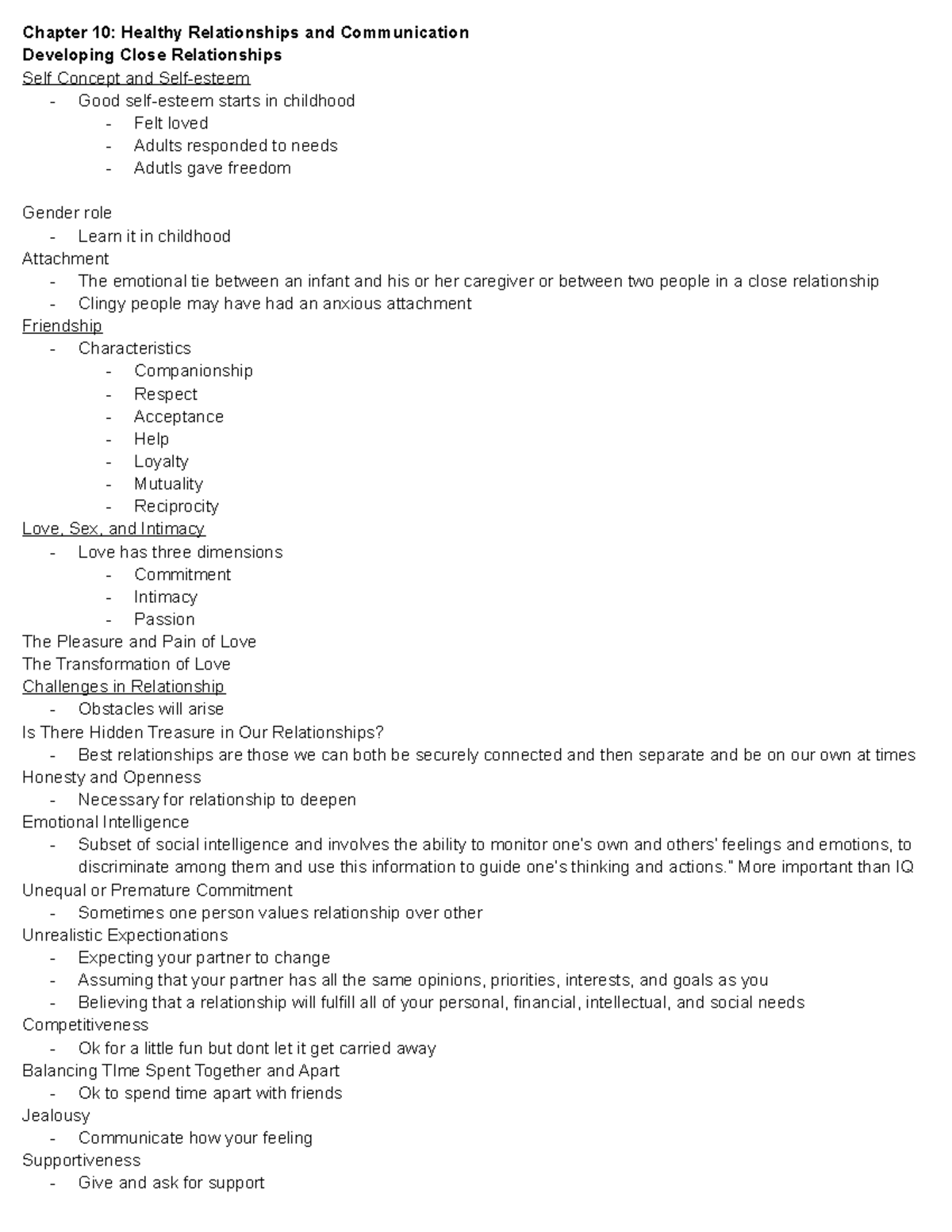 HLTH 102 readings week 8 - Chapter 10: Healthy Relationships and ...