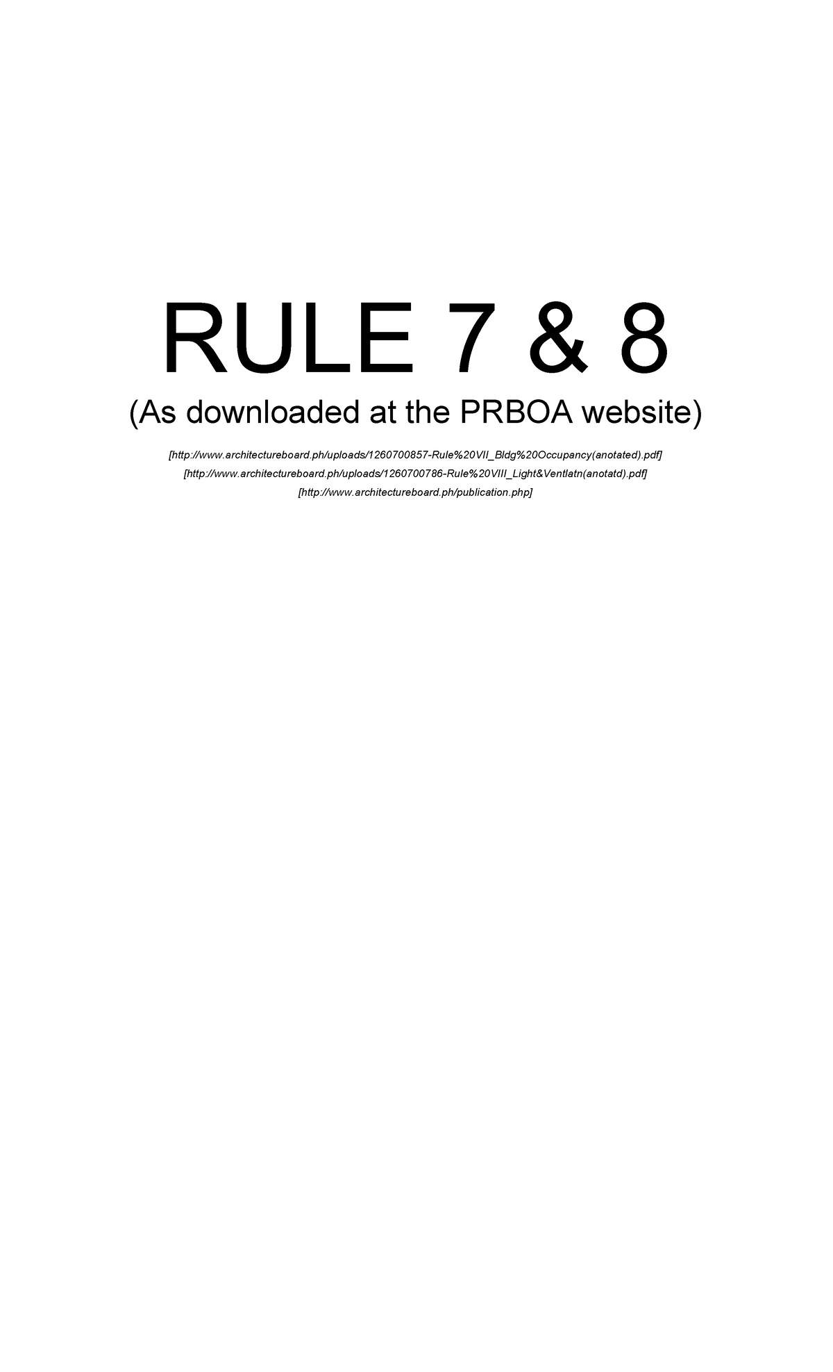 PH Rule 7 And 8 A Building Code Of The Philippines RULE 7 8 As