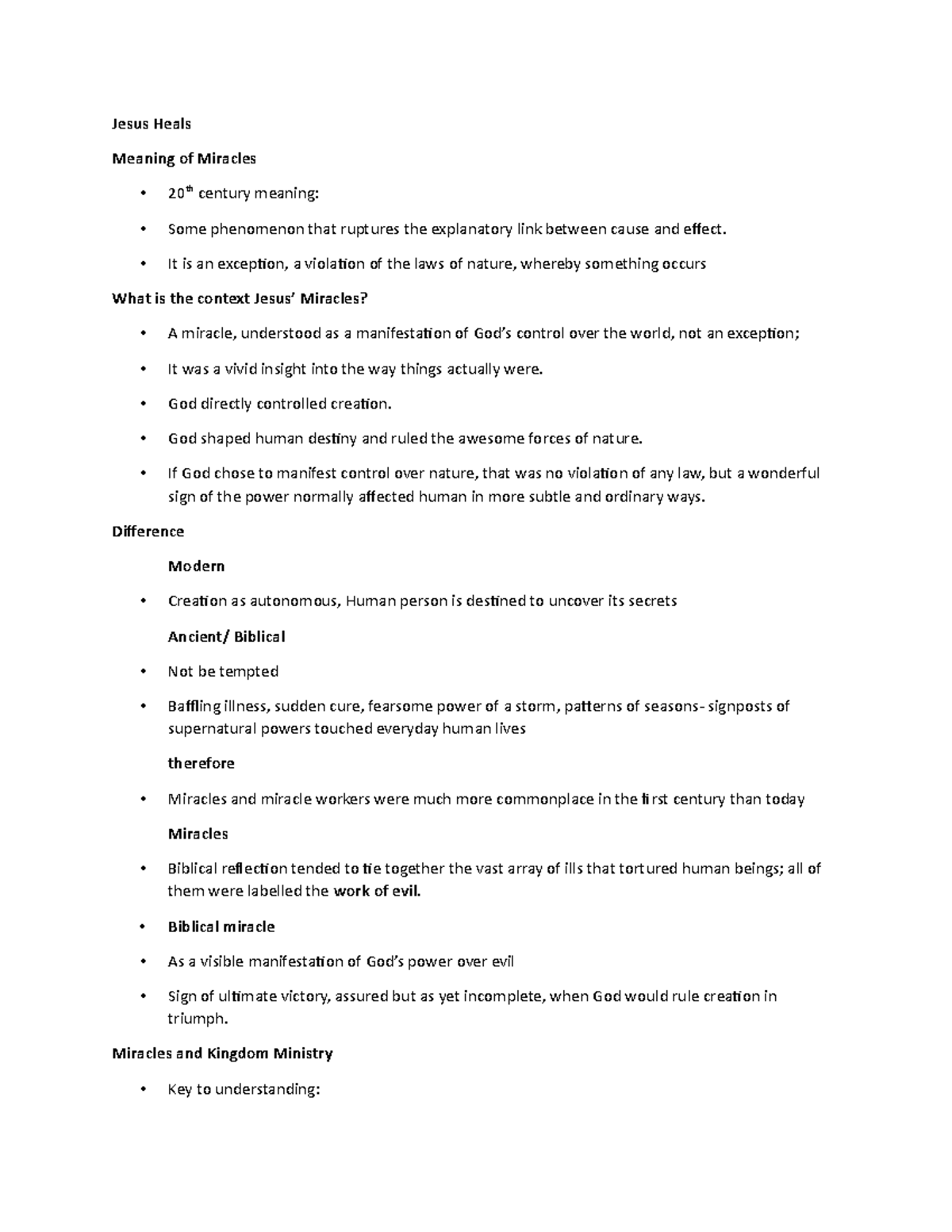 Lesson- Jesus Heals - Jesus Heals Meaning of Miracles 20 th century ...