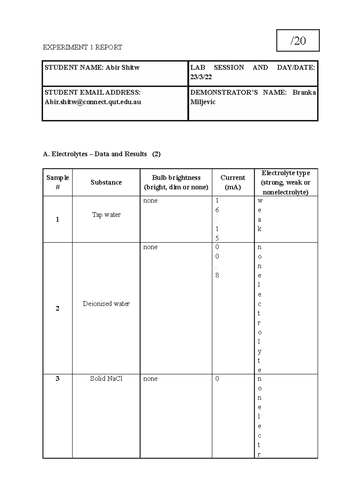 Practical 1 template - EXPERIMENT 1 REPORT STUDENT NAME: Abir Shitw LAB ...