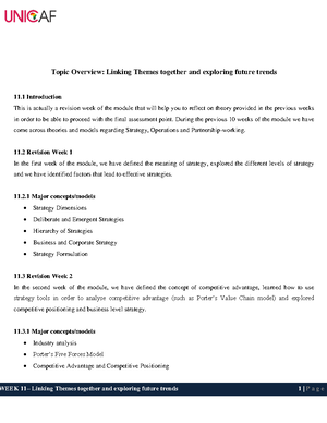 Week 9 - Topic Overview - Strategy and operation Notes - Topic Overview ...