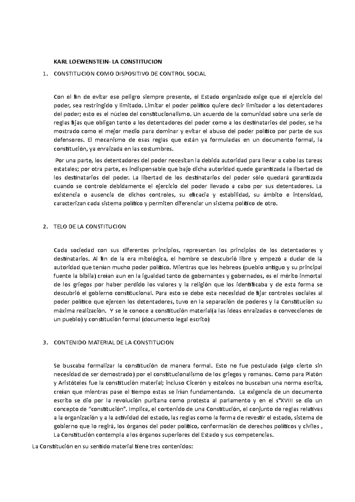 Constitucional 1° - KARL LOEWENSTEIN- LA CONSTITUCION 1. CONSTITUCION ...
