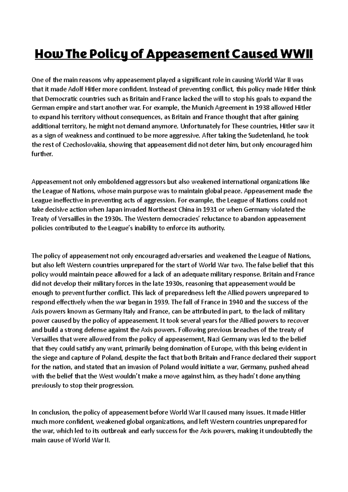 How The Policy of Appeasement Caused WW2 - Instead of preventing ...