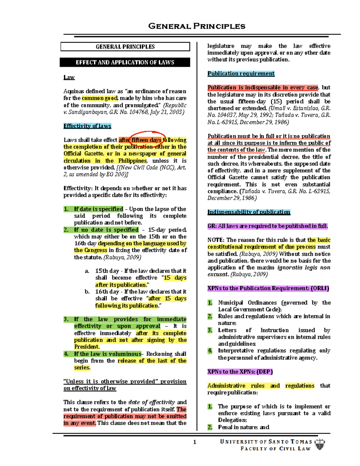 PFR Midterms-Exam UST-Golden-Notes - General Principles 1 GENERAL ...