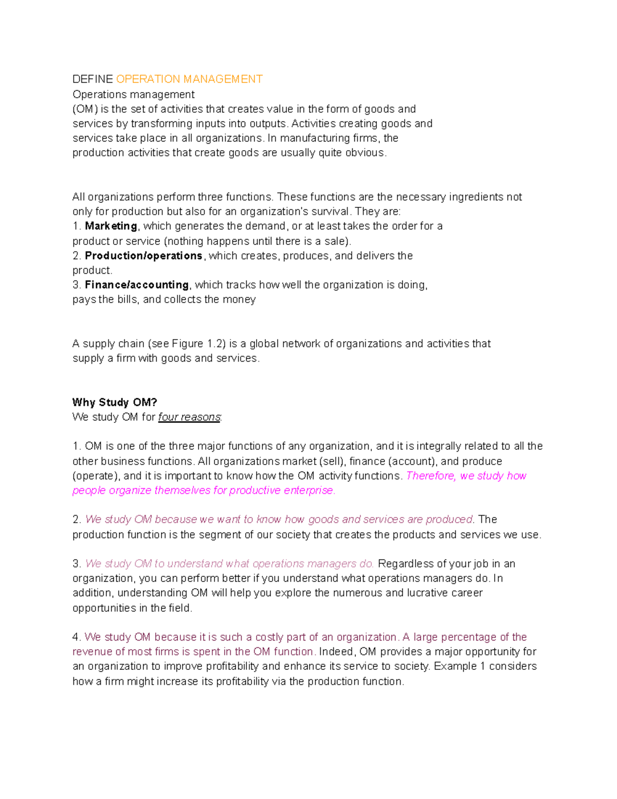 Untitled document - Operation Management - DEFINE OPERATION MANAGEMENT ...