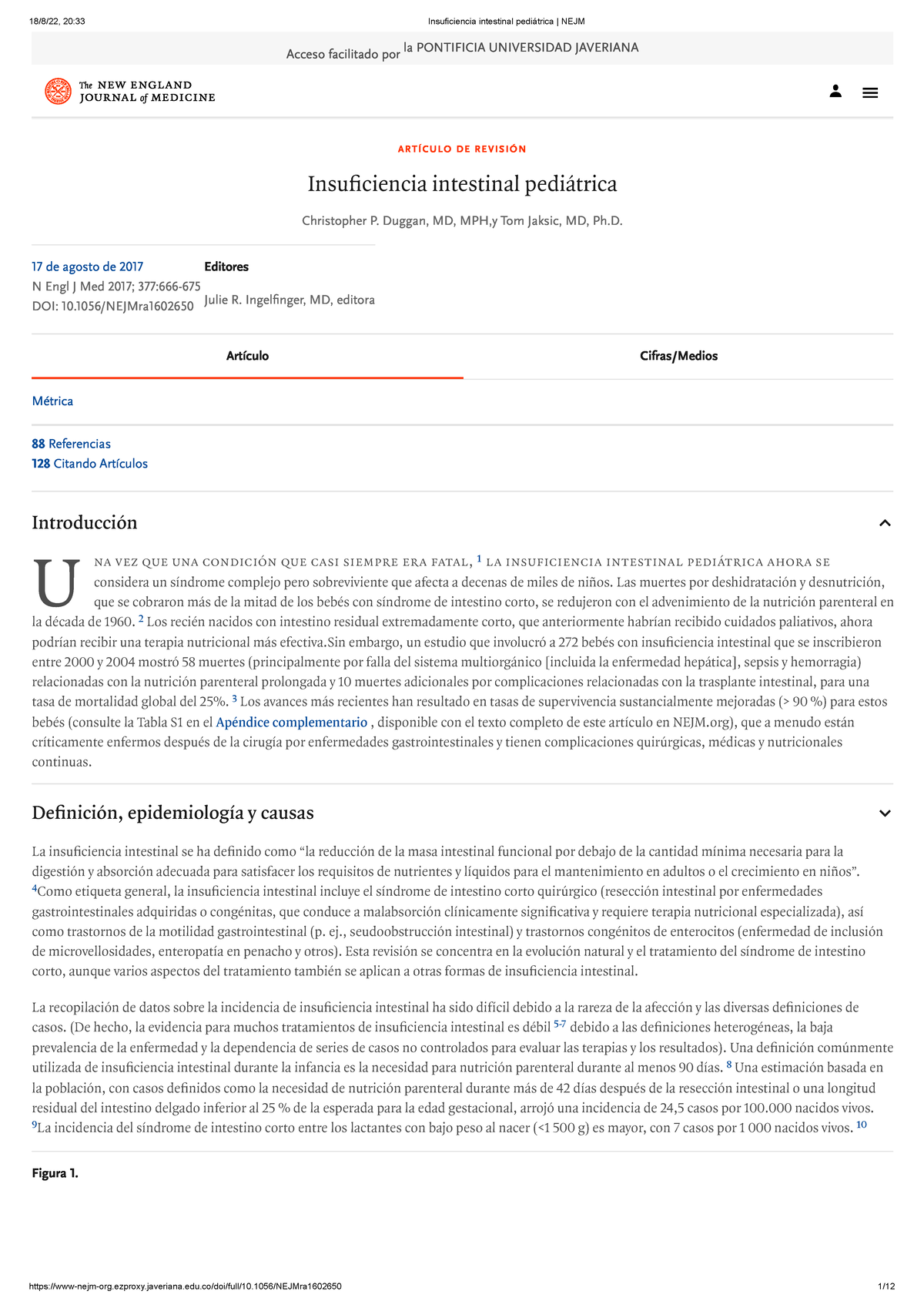 Insuficiencia intestinal pediátrica NEJM - Acceso facilitado por la ...