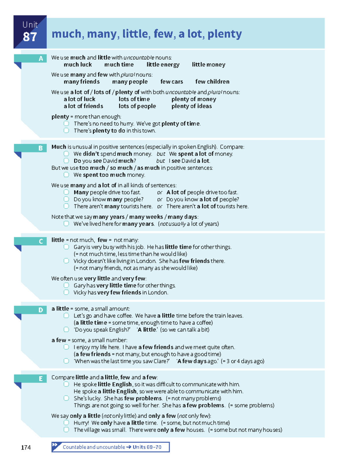 Much-many-little-few-a lot-plenty - Countable and uncountable Units 69 ...