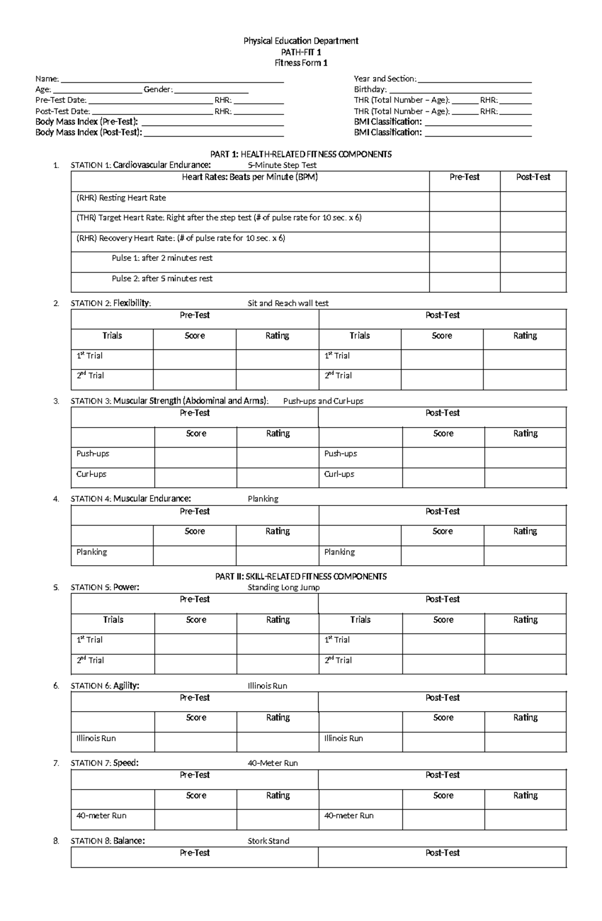 PATH-FIT-1-Physical-Fitness-Form-1 - Physical Education Department PATH ...