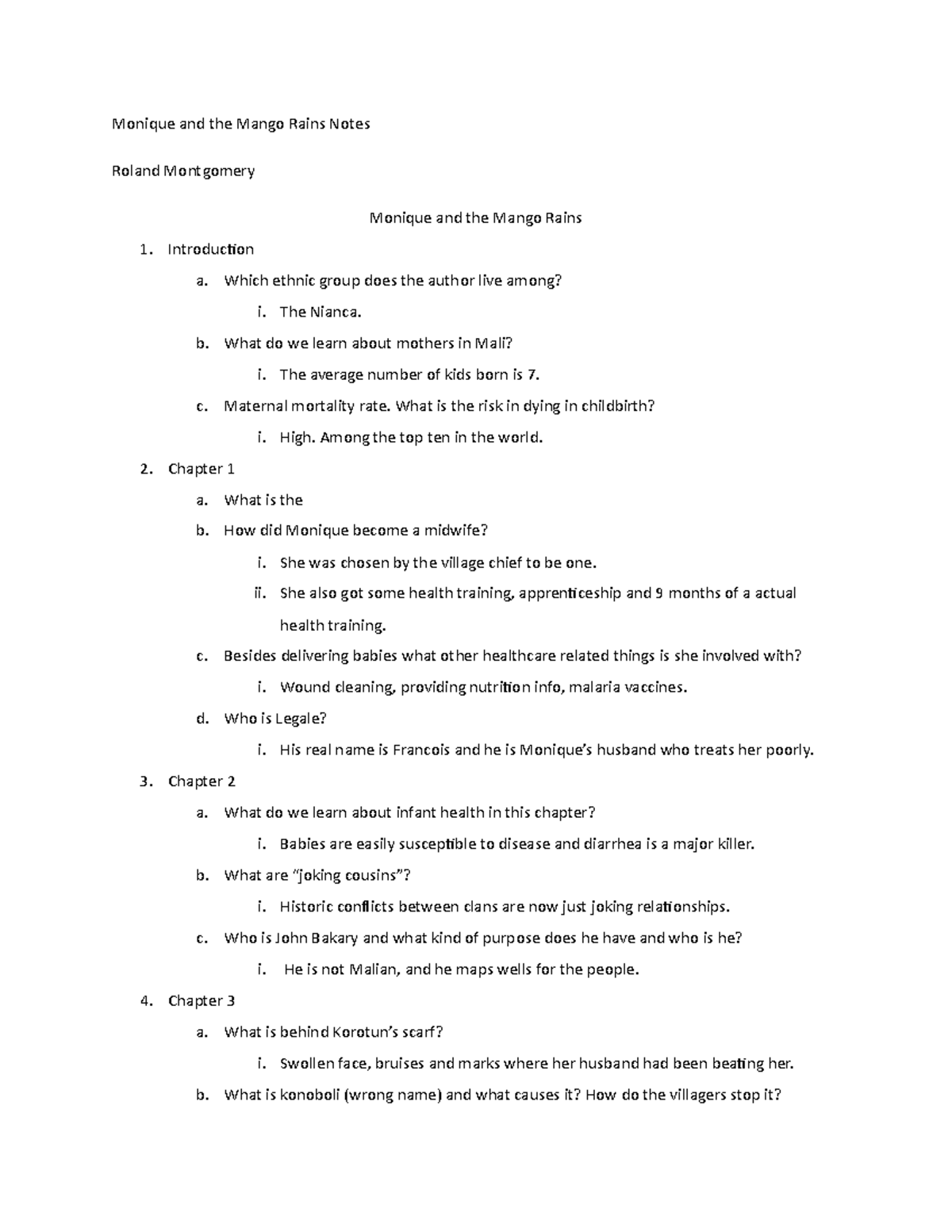 Monique and the Mango Rains Notes - Which ethnic group does the author ...