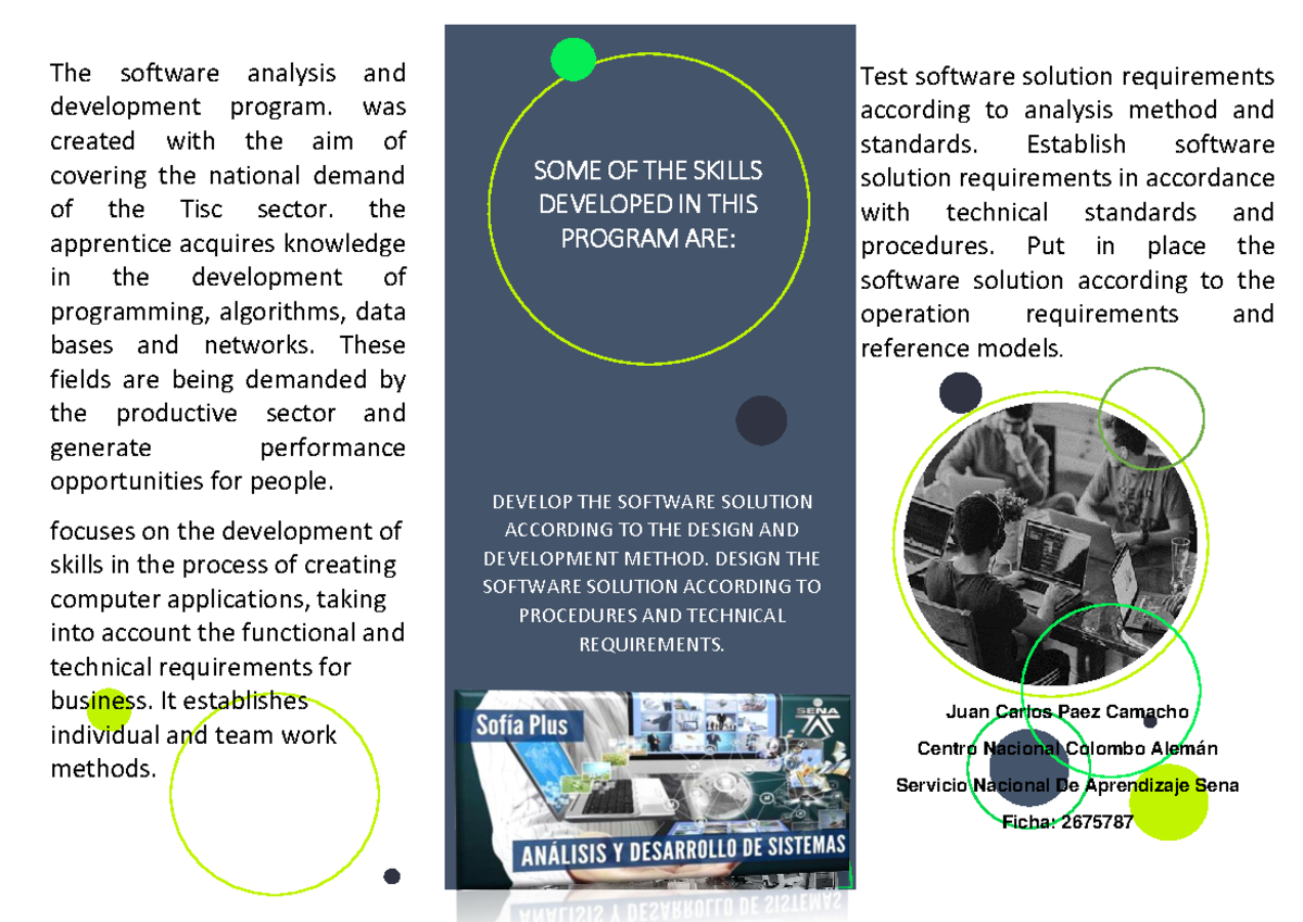 Folleto. GA1-240202501-AA1-EV03 - Inglés - The software analysis and development program. was ...