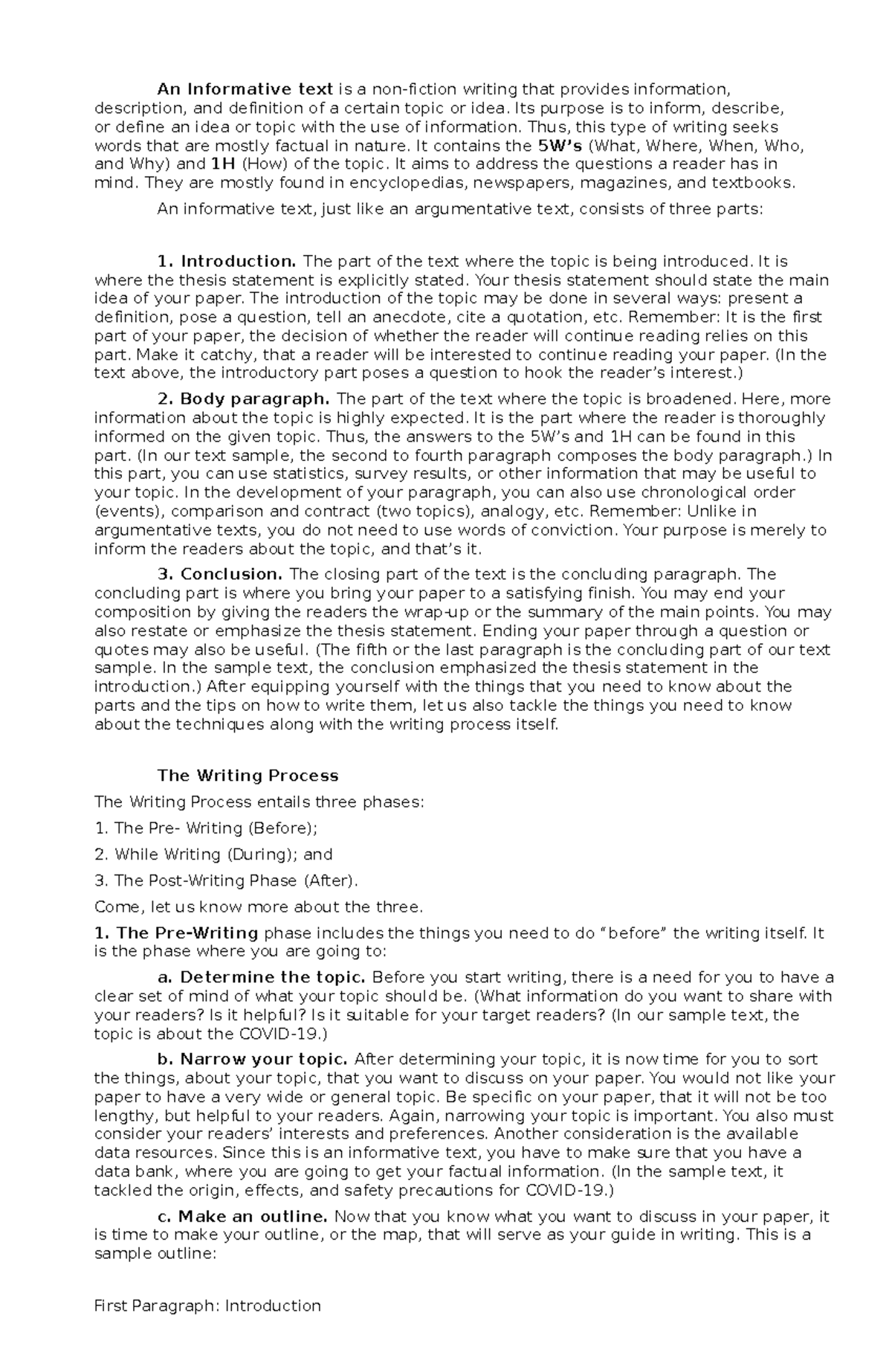 Informative TEXT Summary An Informative Text Is A Non fiction