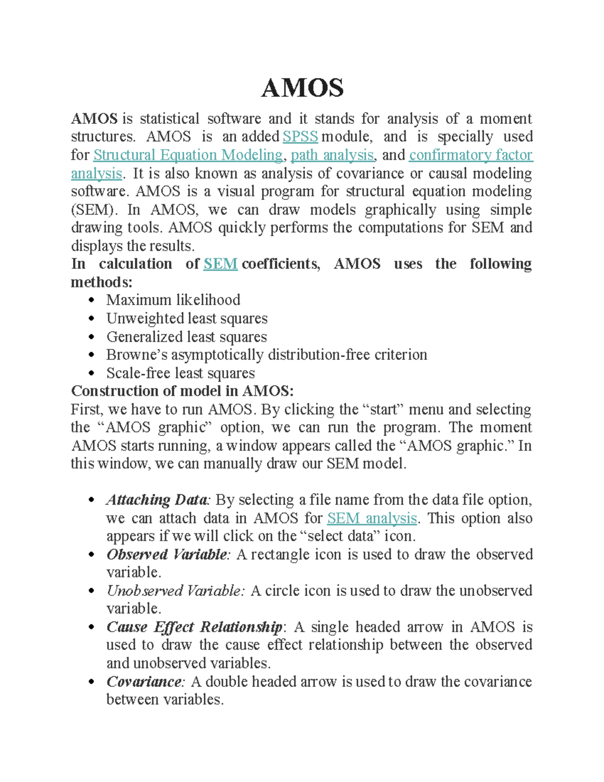 AMOS - Lecture notes 1 - AMOS AMOS is statistical software and it ...