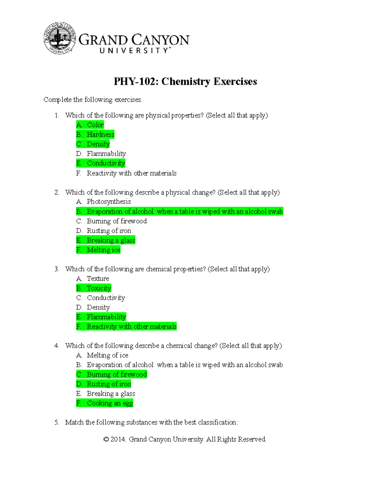 PHY-102-Chemistry Exercises Assignment - PHY-102: Chemistry Exercises ...
