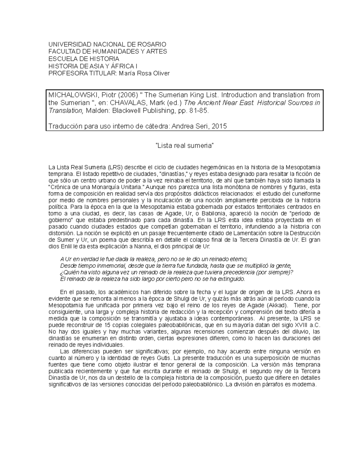 Lista Real Sumeria: lista de reyes de la antigua Mesopotamia ...