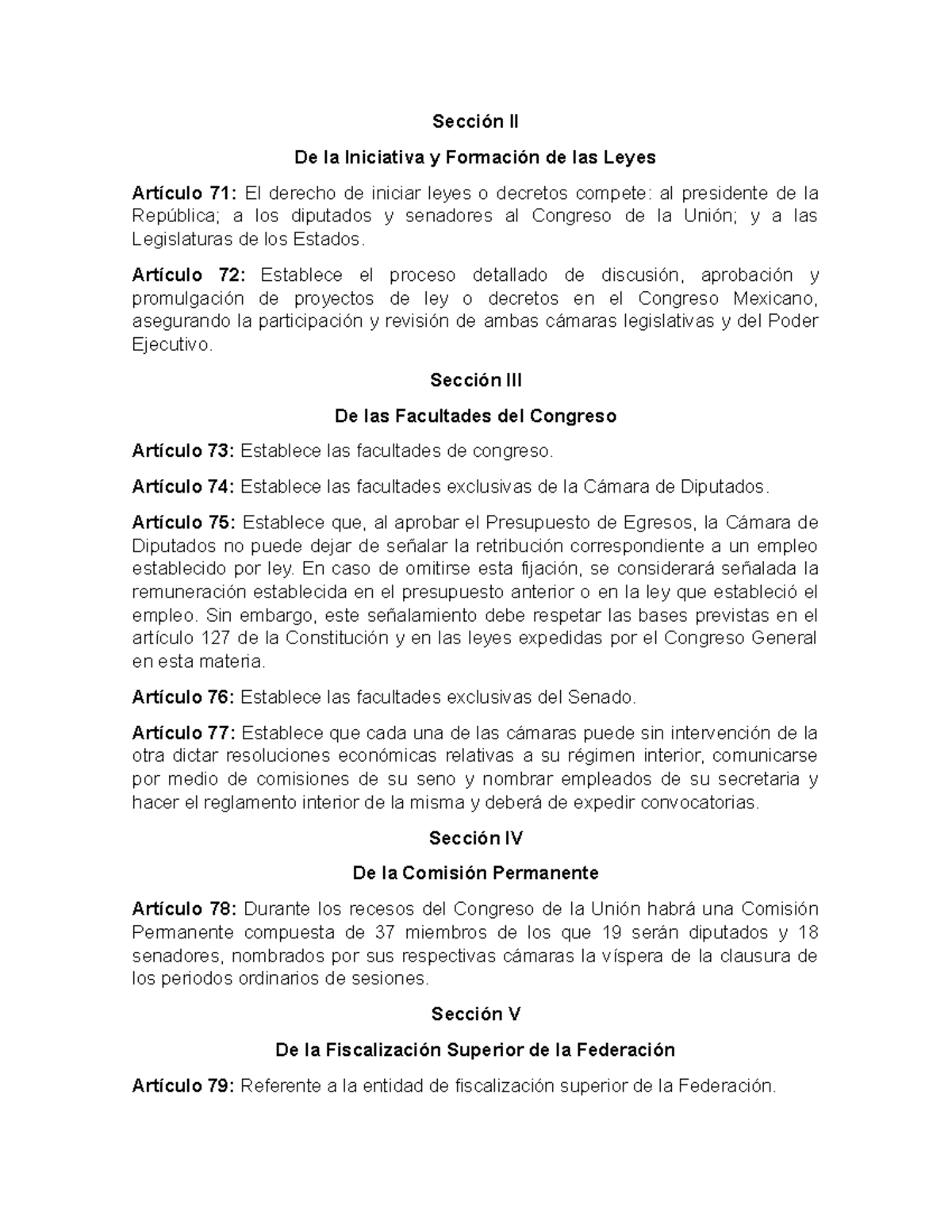 Articulos Constituconales 71 al 136 - Sección II De la Iniciativa y ...