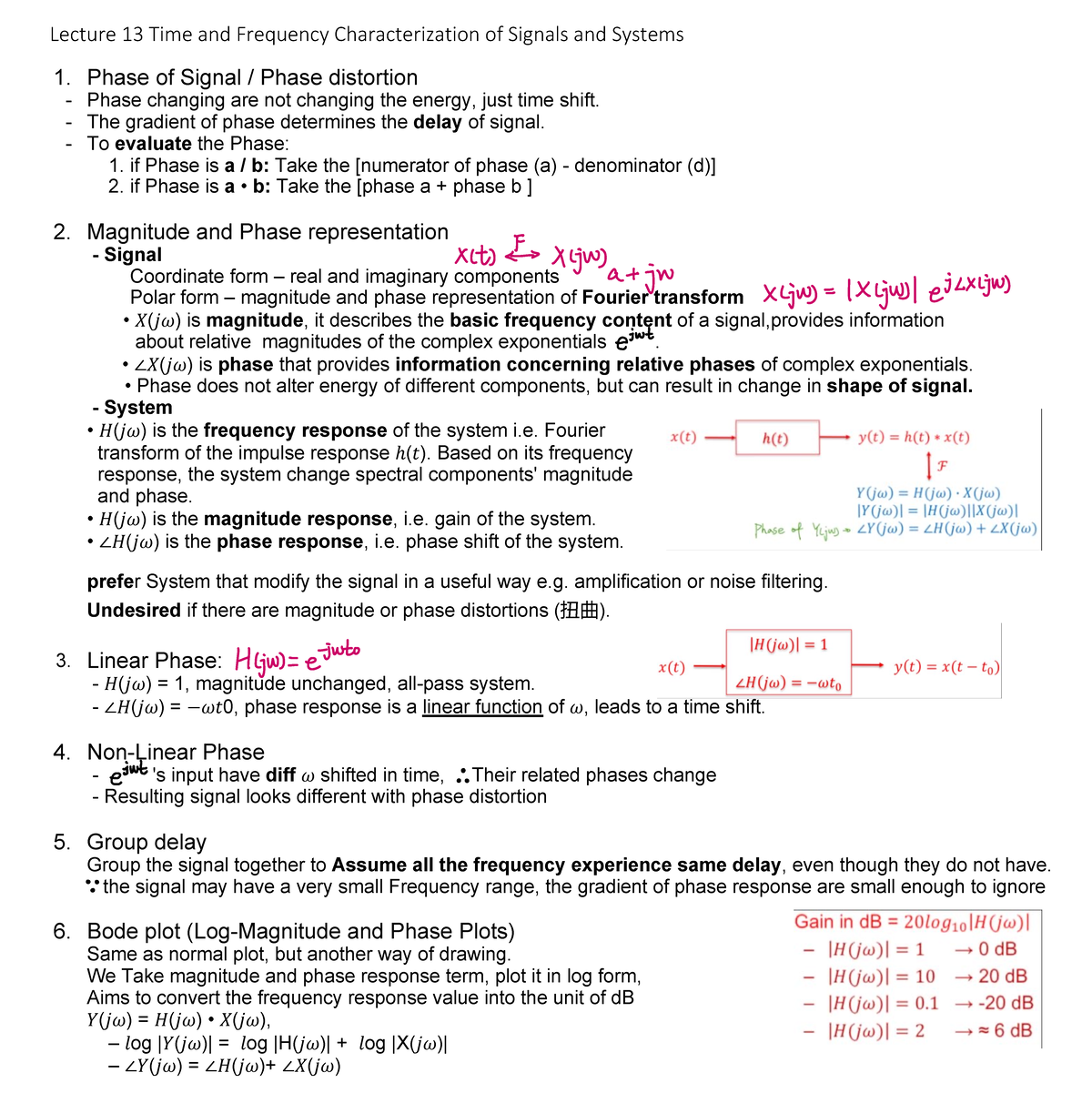 Lecture 13 Time And Frequency Characterization Of Signals And Systems 1 Phase Of Signal