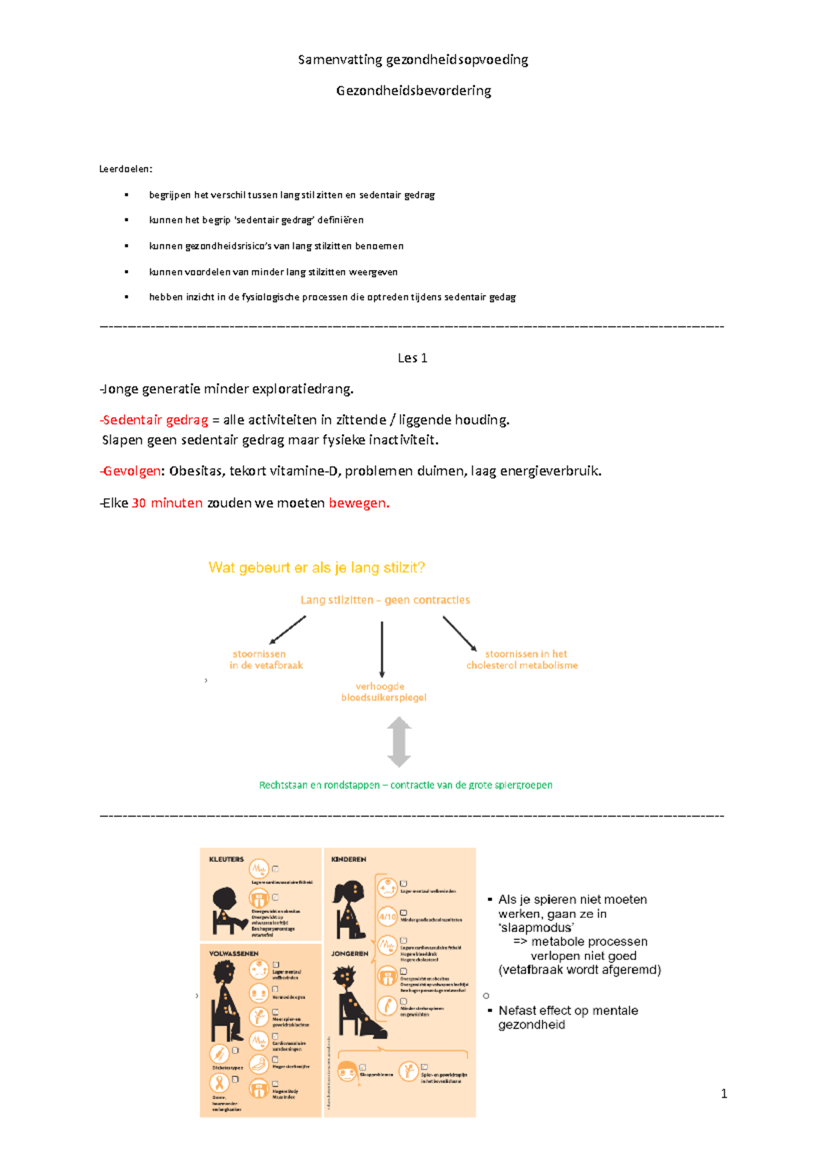 Samenvatting Gezondheidsopvoeding Gezondheidsbevordering 1a