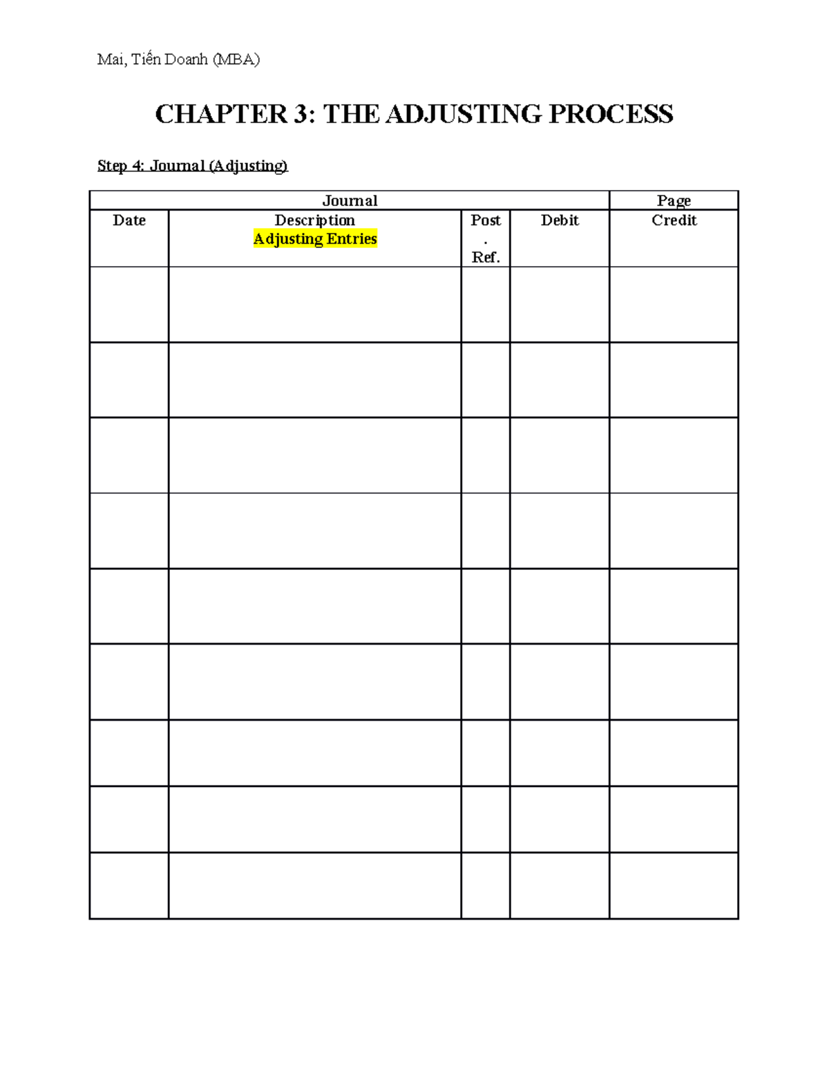 Chapter 3 - THE Adjusting Process - Template - CHAPTER 3: THE ADJUSTING ...