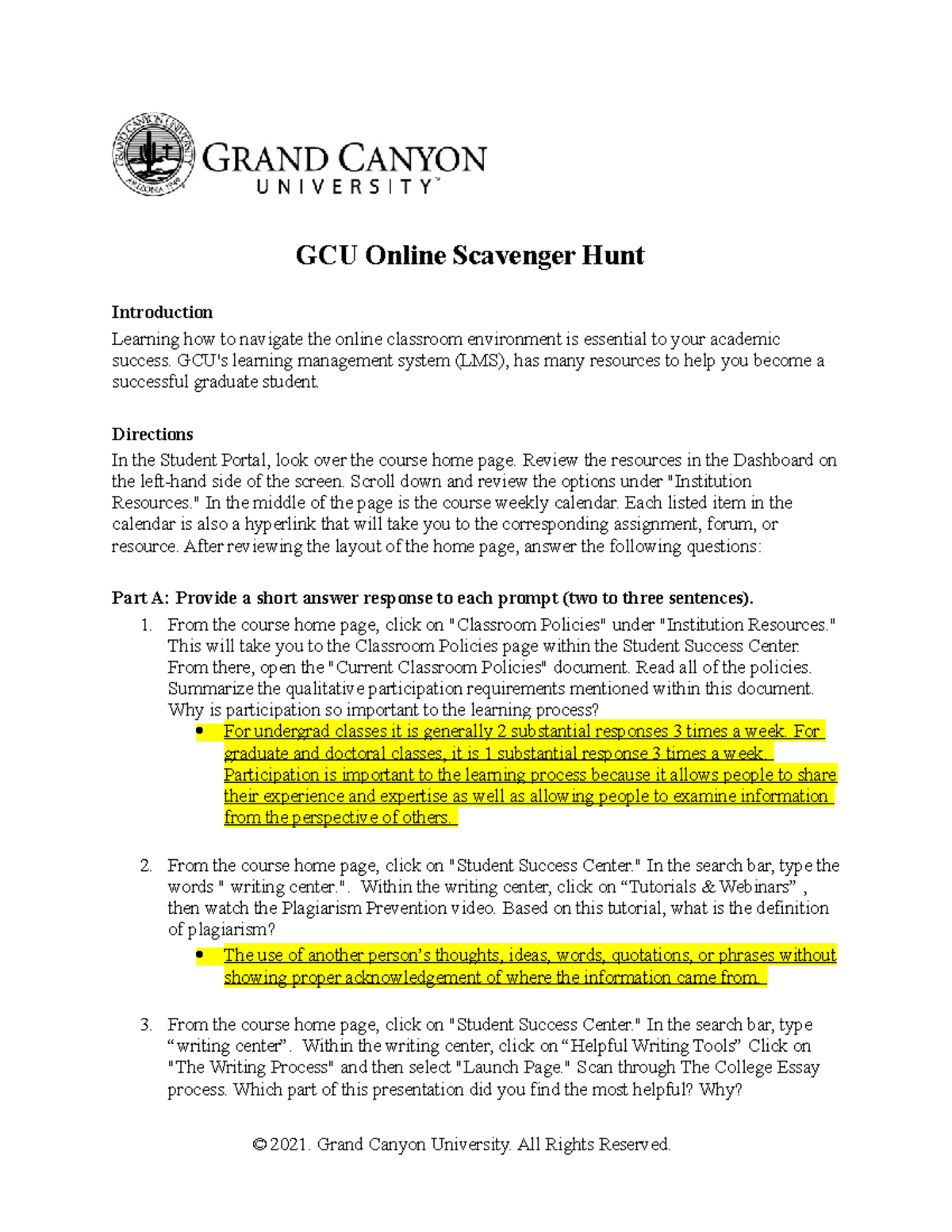 Online Scavenger Hunt - GCU Online Scavenger Hunt Introduction Learning ...